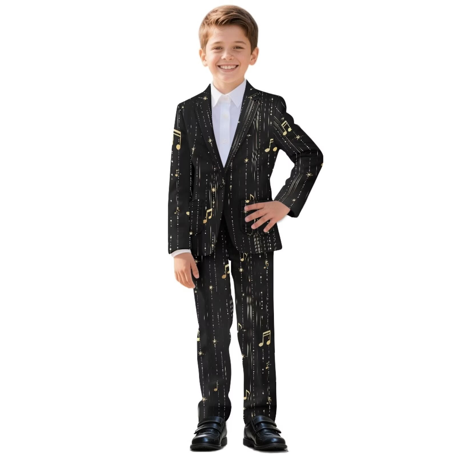 Xoenoiee Music Note Stripe Print Boys Suits 2 Piece Slim Fit Suit Set ...