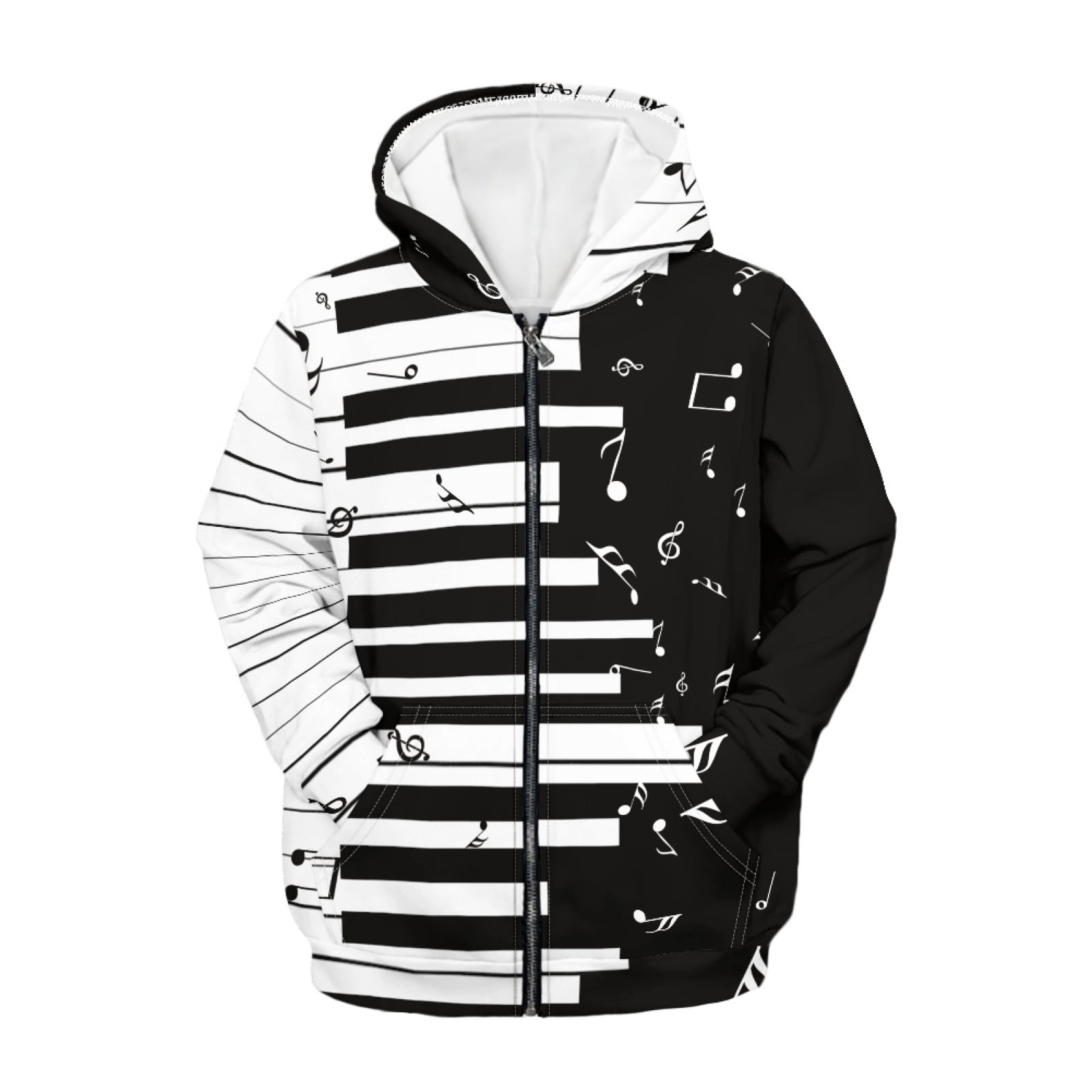 Xoenoiee Music Piano Key Print Kids Zip Up Hoodie for Girls Boys 14-16 ...