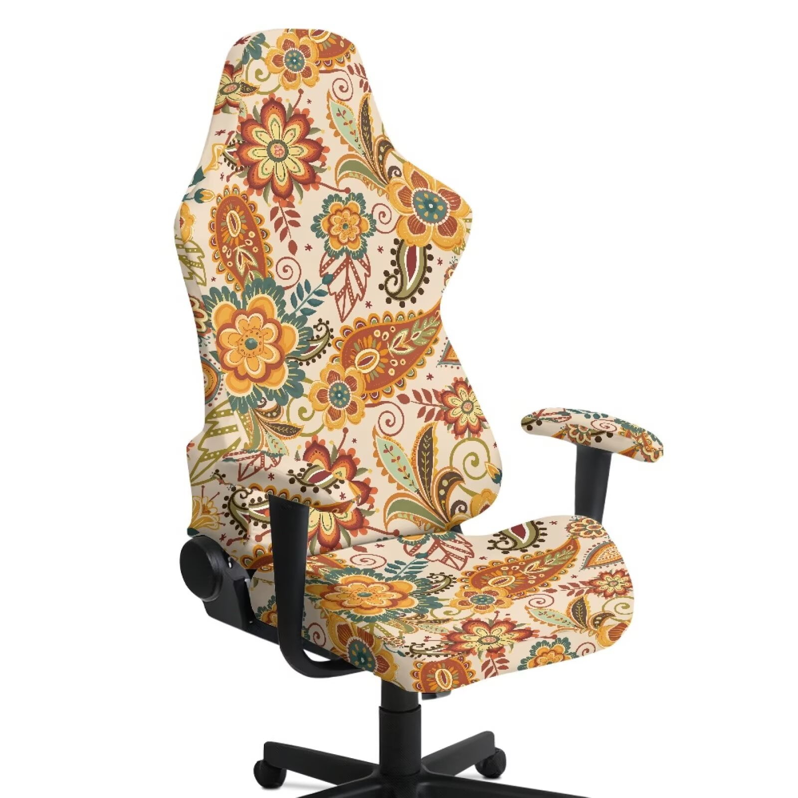 Xoenoiee Paisley Flower Print Gaming Chair Cover Cat Scratch Proof ...