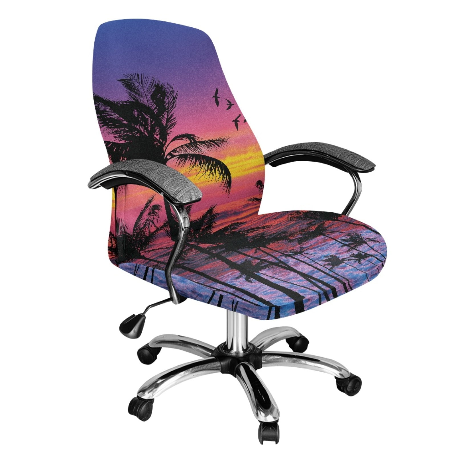 Xoenoiee Palm Tree Sunset Print Office Chair Cover One Piece Water ...