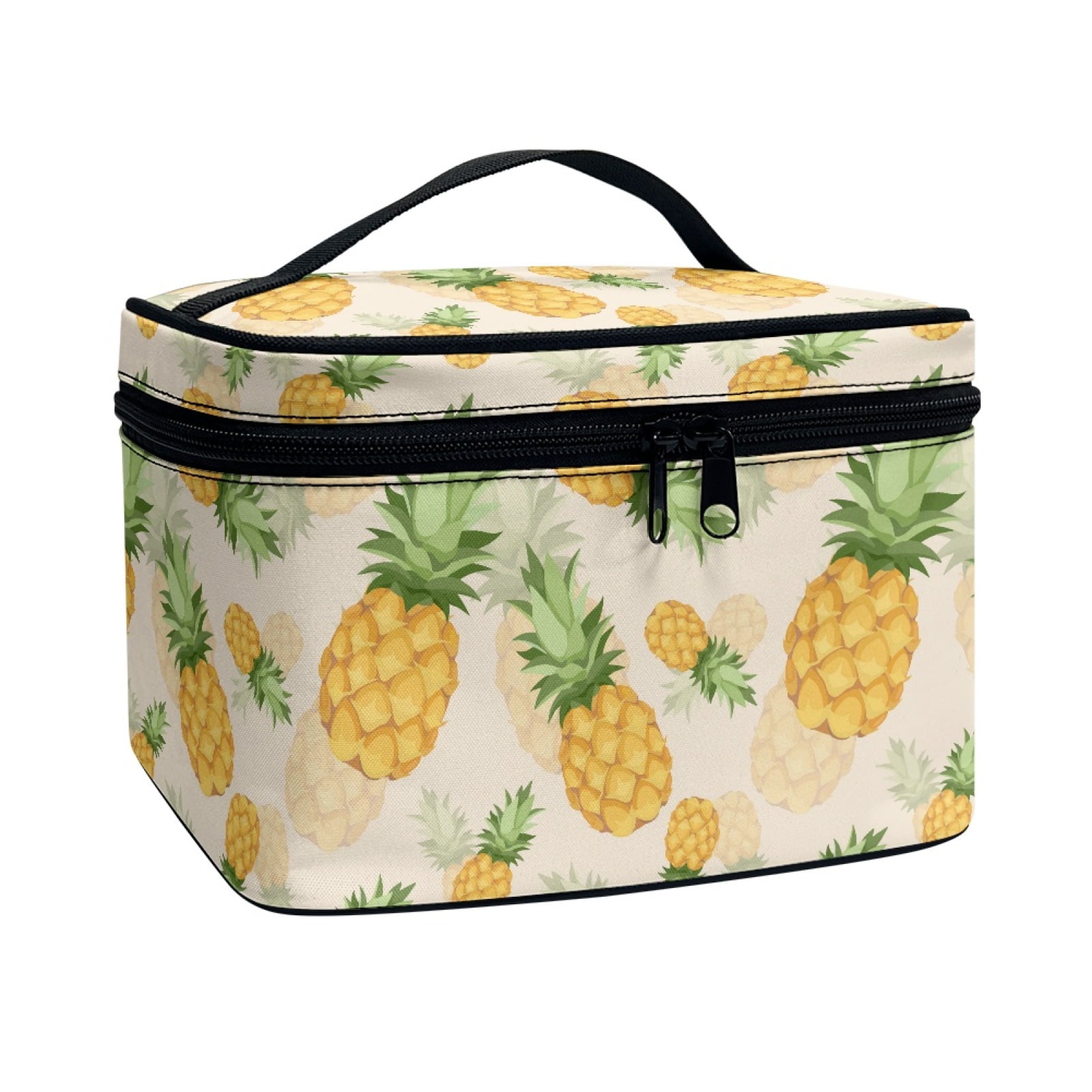 Xoenoiee Pineapple Print Portable Makeup Bags With 5 Pockets Convenient