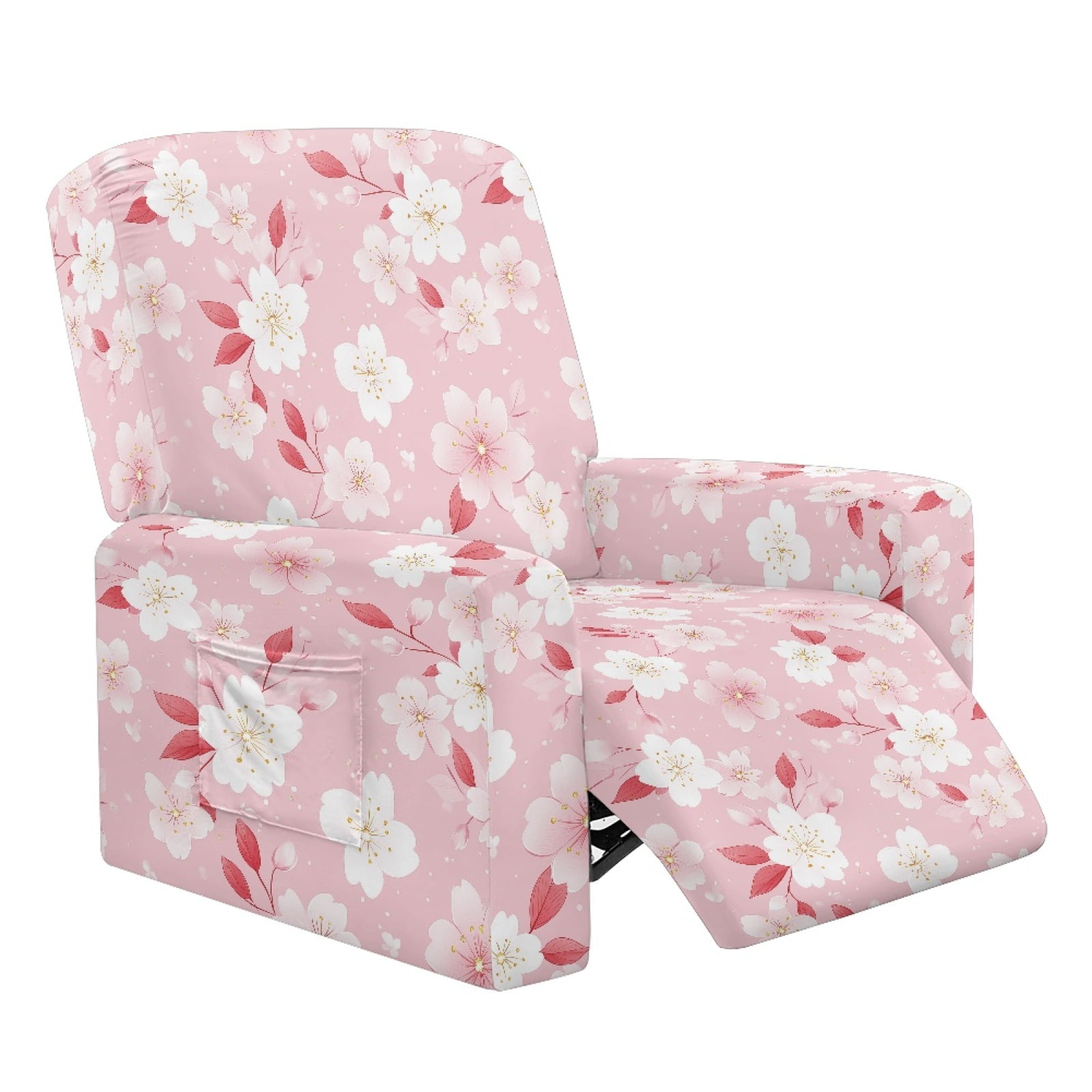 Xoenoiee Pink Cherry Blossom Pattern Stretch Recliner Chair Covers ...