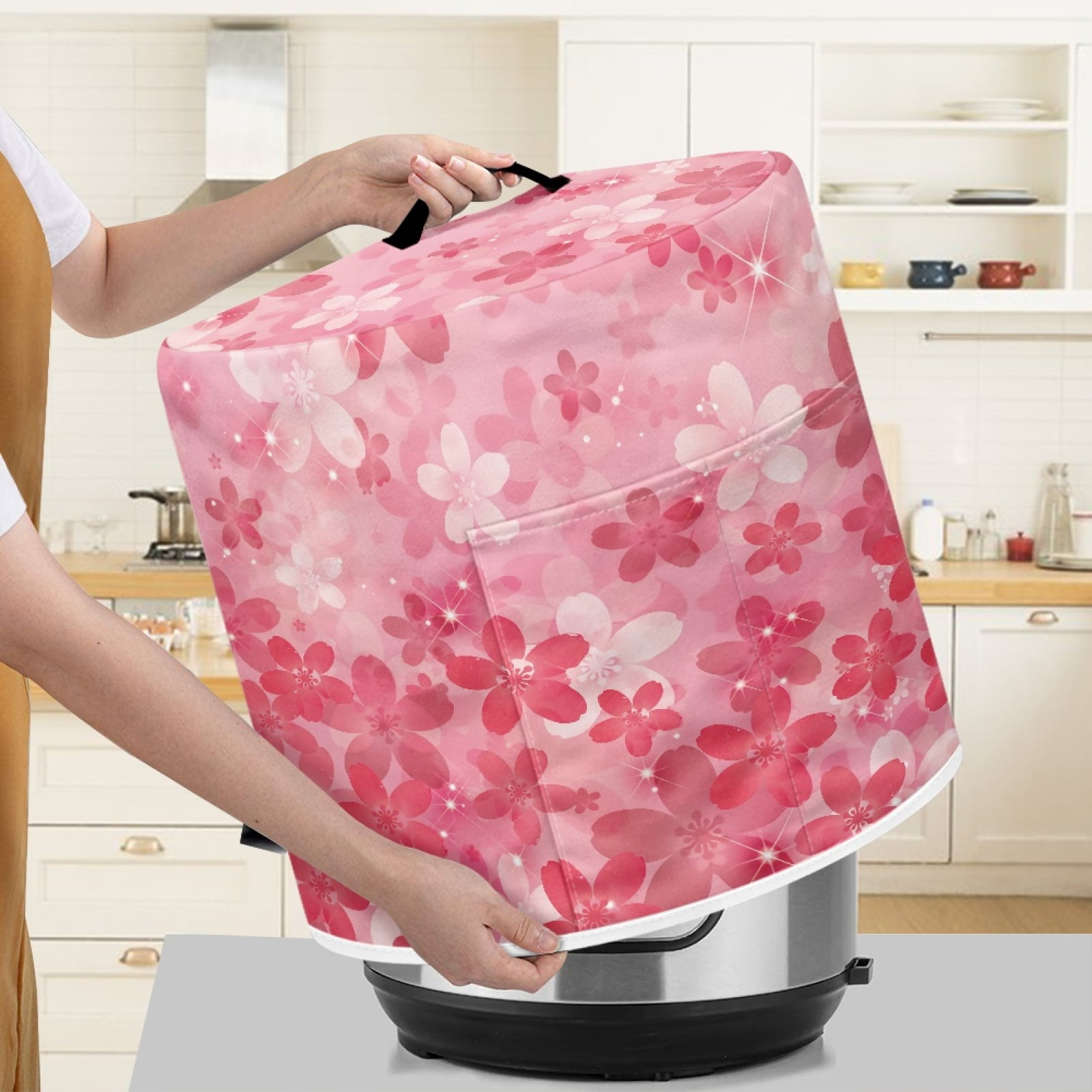 Xoenoiee Pink Cherry Blossom Print Kitchen Appliance Dust Cover for ...