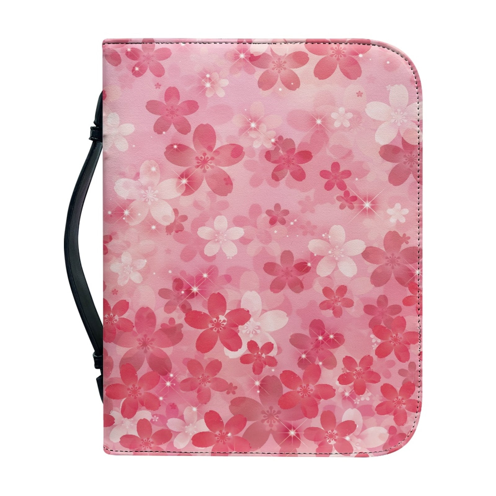 Xoenoiee Pink Cherry Blossoms Print Bible Case Bible Cover Faux Leather ...