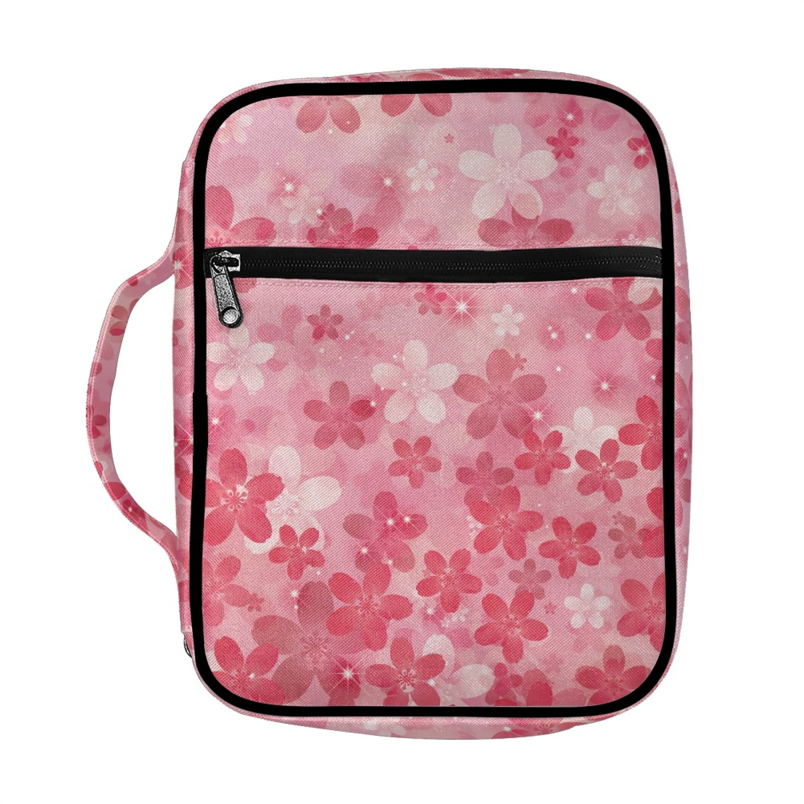 Xoenoiee Pink Cherry Blossom Bible Cover with Handles, Zippered Bible ...