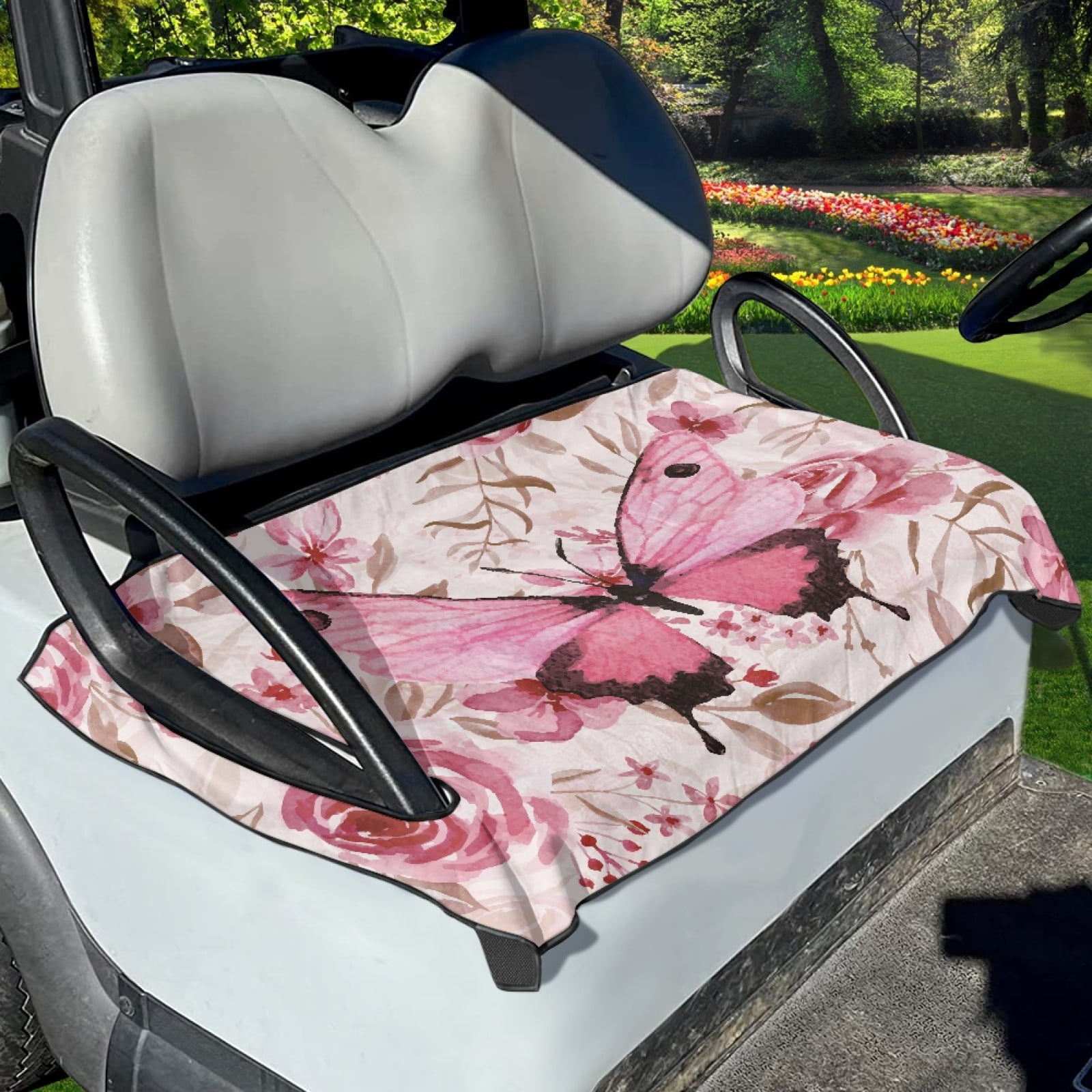 Xoenoiee Pink Floral Butterfly Pattern Golf Cart Accessories Universal ...