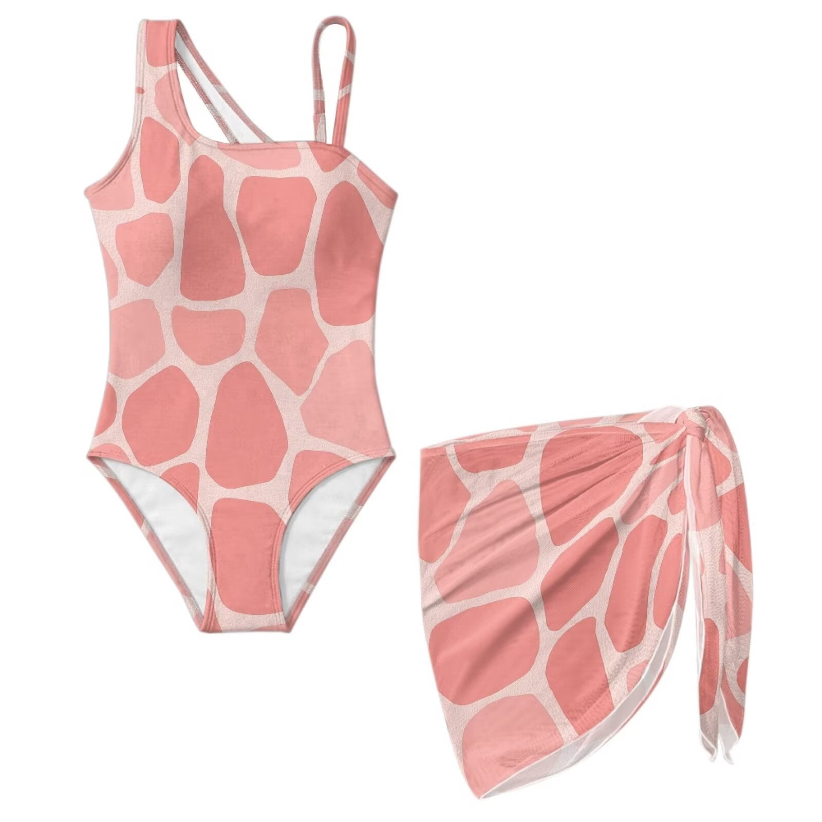 Xoenoiee Pink Giraffe Pattern Girls Swimsuit Quick Dry Cut Out One ...