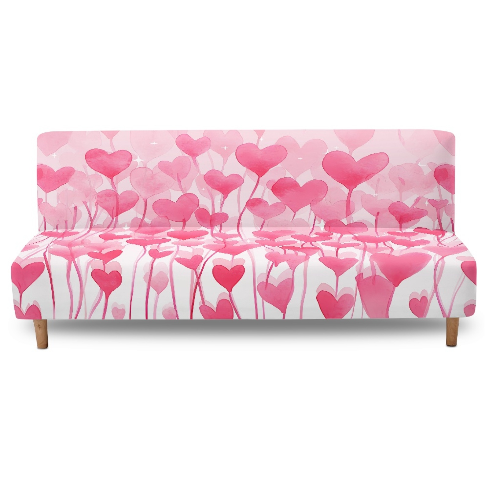 Xoenoiee Pink Heart Love Star Pattern Stretch Futon Cover, Armless Sofa ...