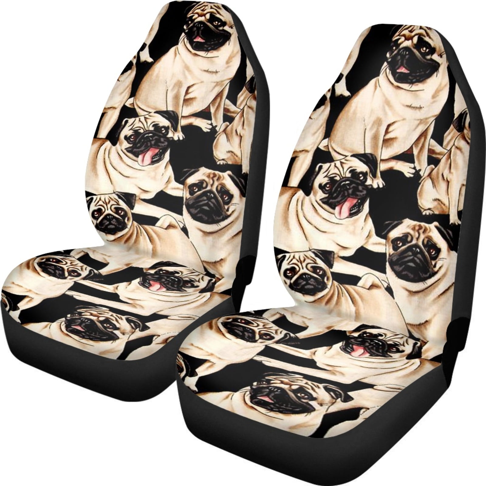 Xoenoiee Pug Dag Animal Pattern Universal Car Seat Covers Soft ...