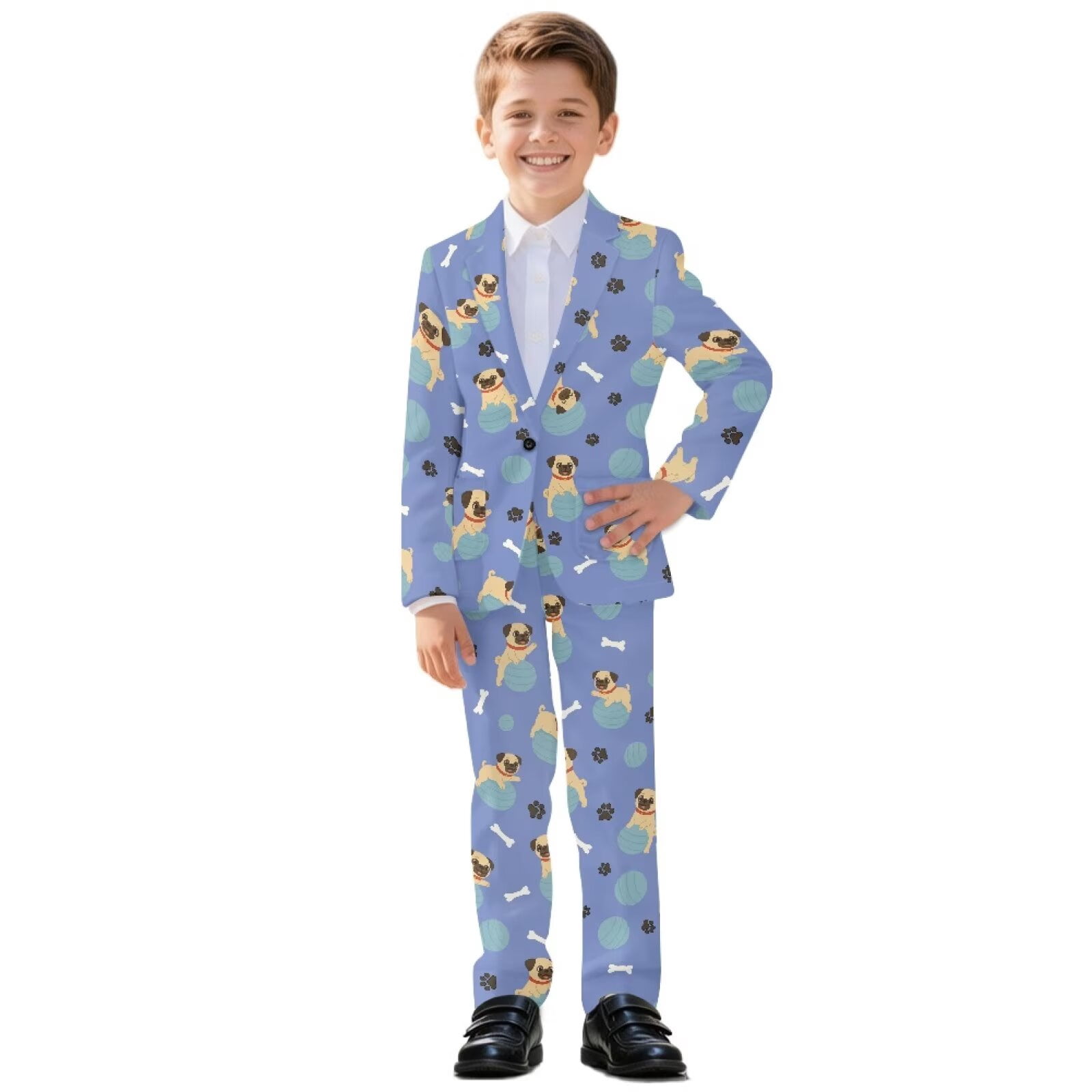 Xoenoiee Pug Dog Paw Bone Print Boys Suit Kids Tuxedo Suits for Boy ...