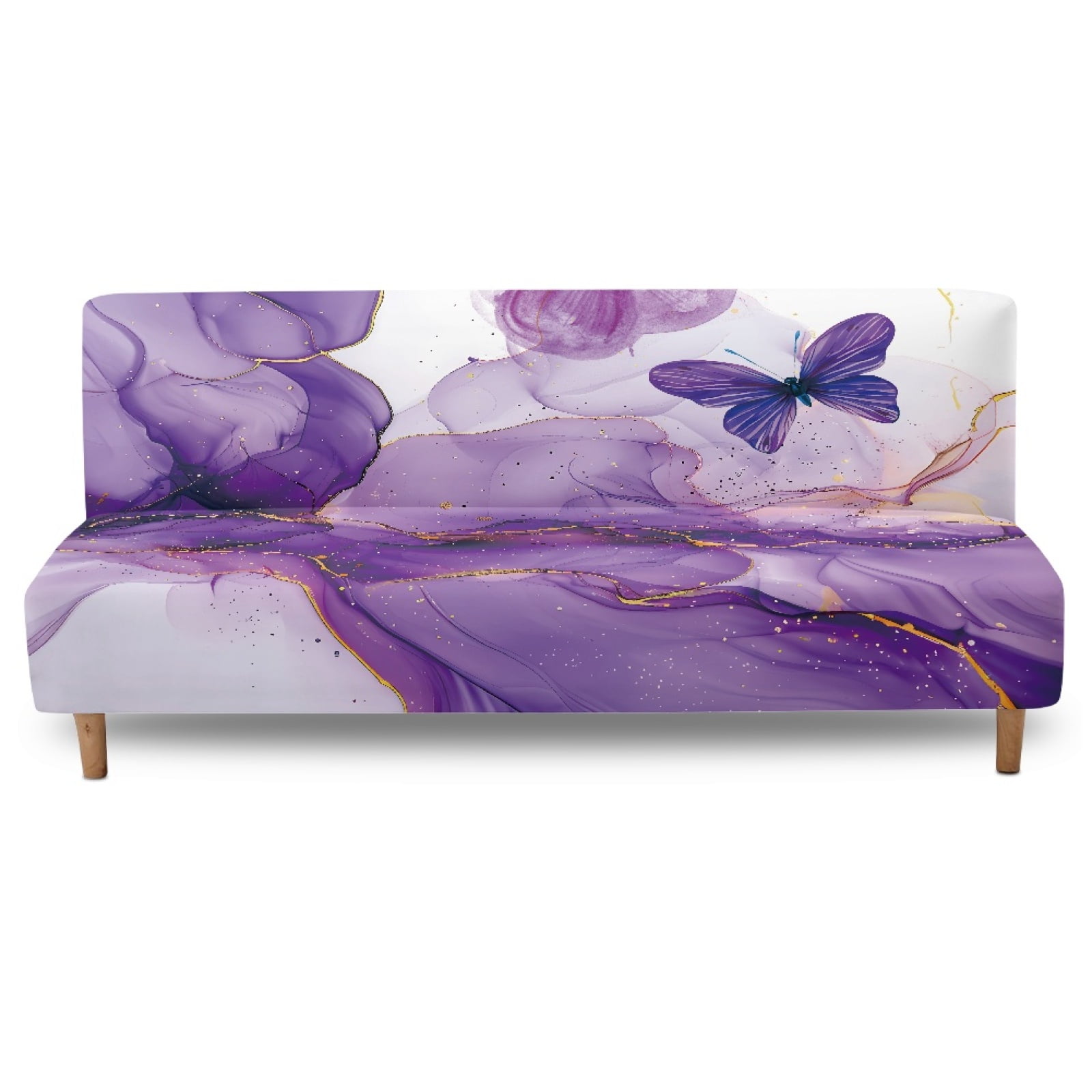 Xoenoiee Purple Marble Print Armless Futon Cover Sofa Bed Slipcover ...