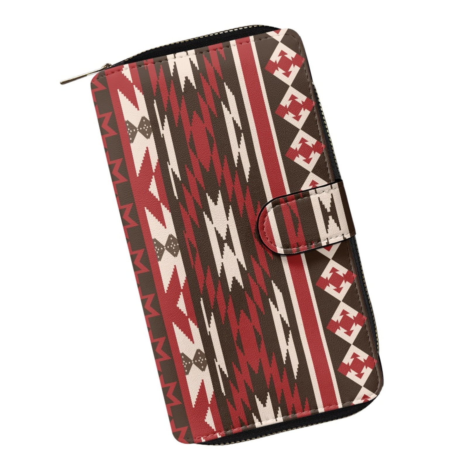Xoenoiee Red Tribal Geometric Print Wallet for Women Faux Leather Long ...