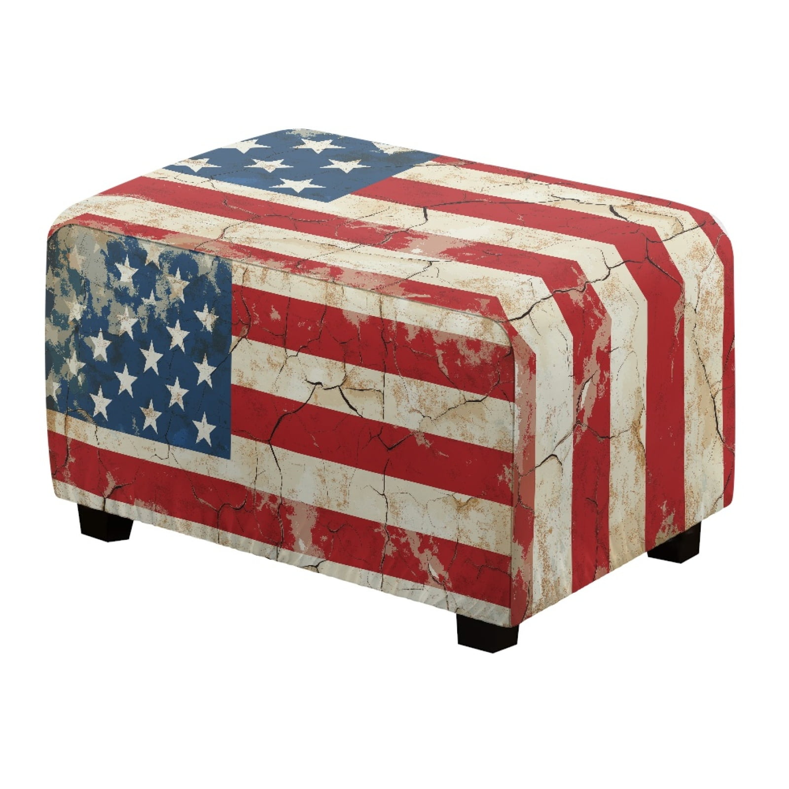 Xoenoiee Retro American Flag Print Ottoman Cover Rectangle, Stretch ...