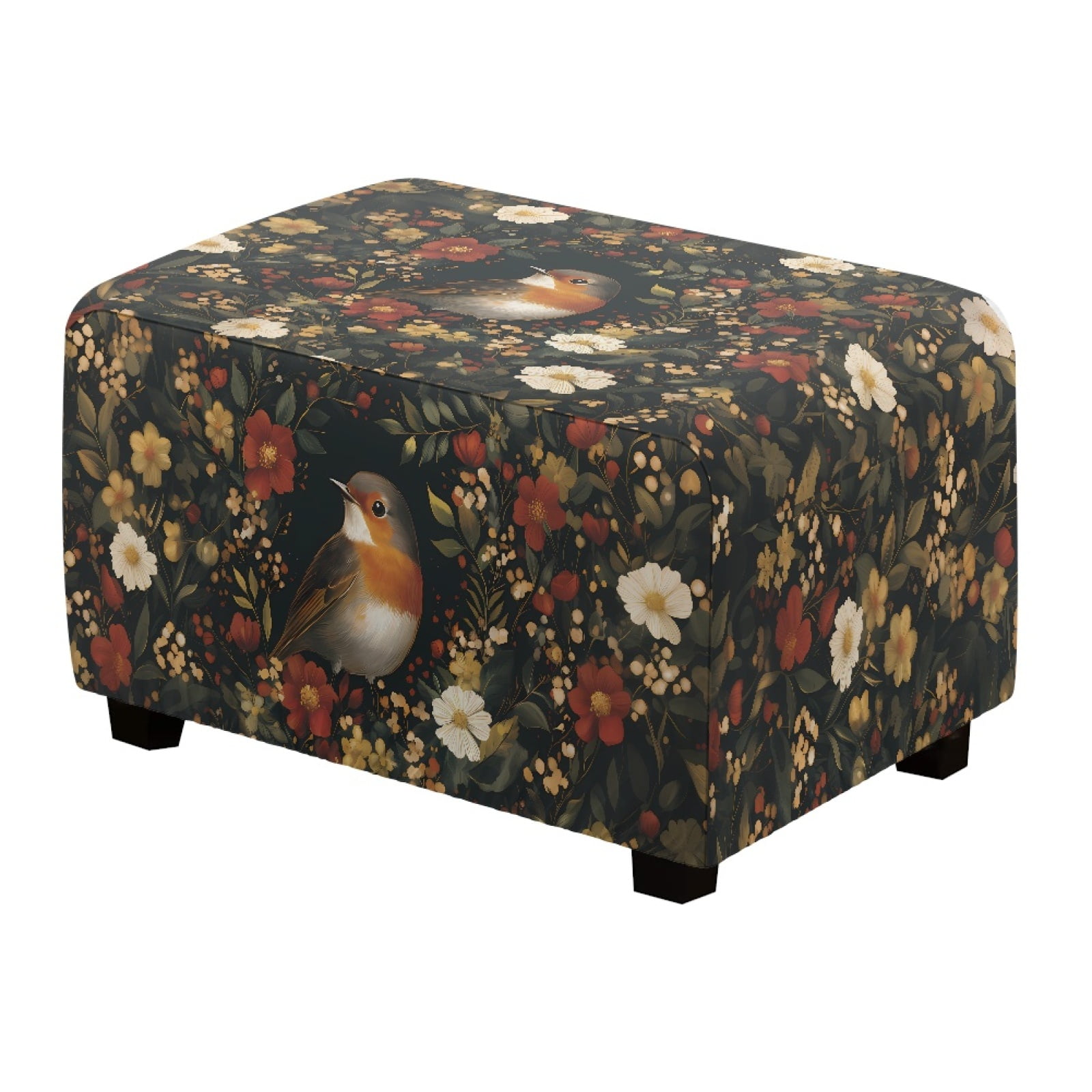 Xoenoiee Robin Daisy Flower Print Ottoman Cover Rectangular Storage ...