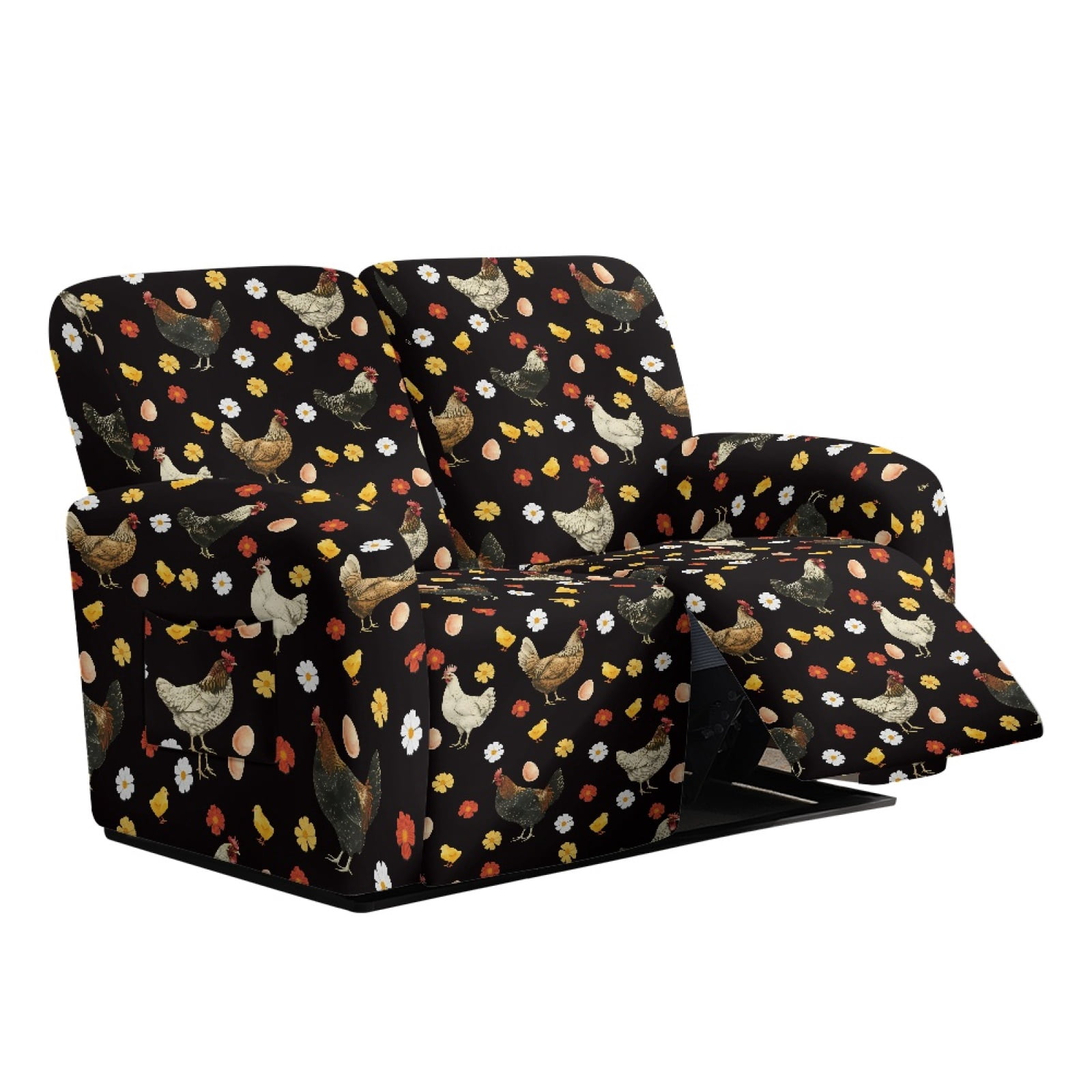 Xoenoiee Rooster Chicken Egg Flower Print Stretch Loveseat Recliner ...