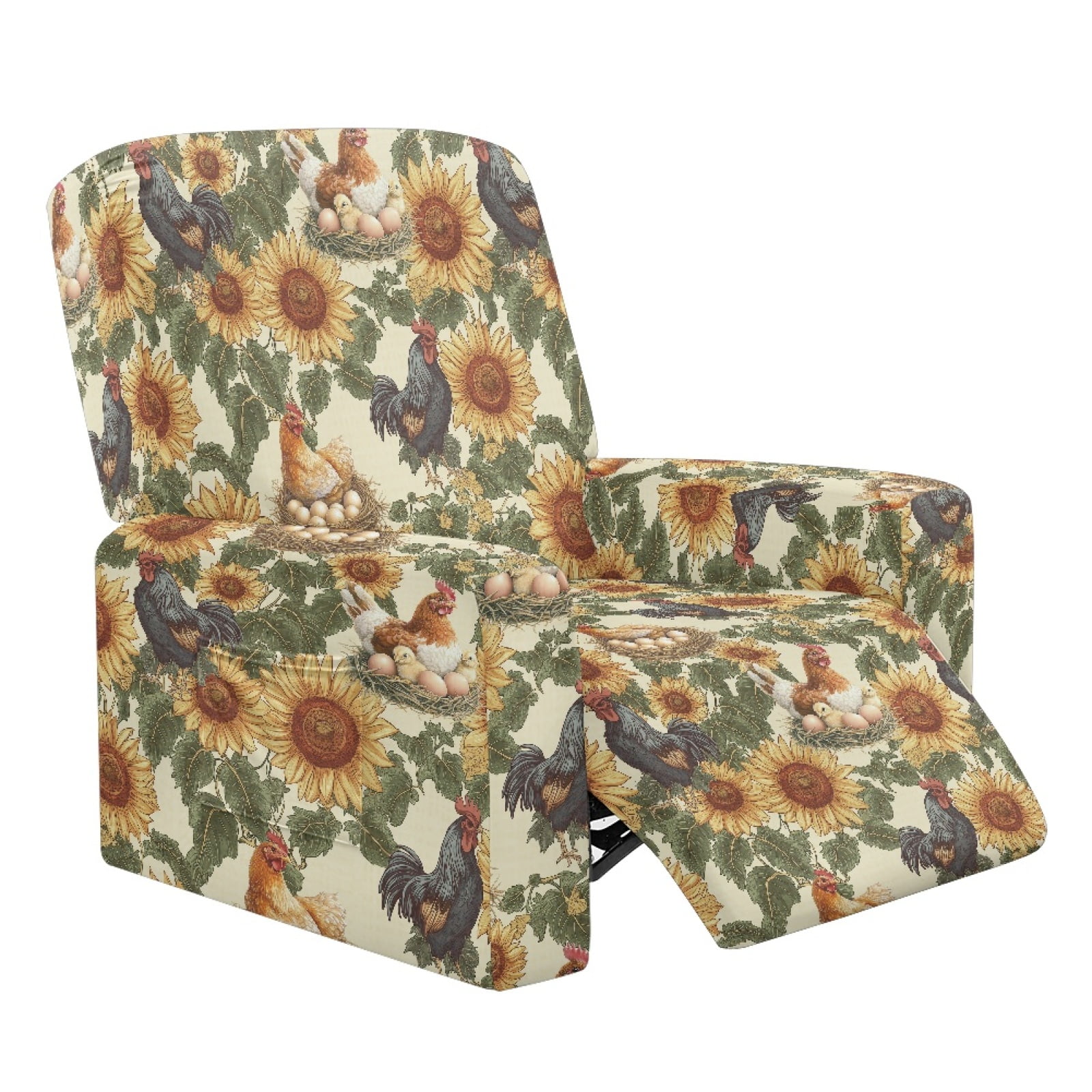 Xoenoiee Rooster Chicken Sunflower Egg Pattern Recliner Chair Covers 4 ...