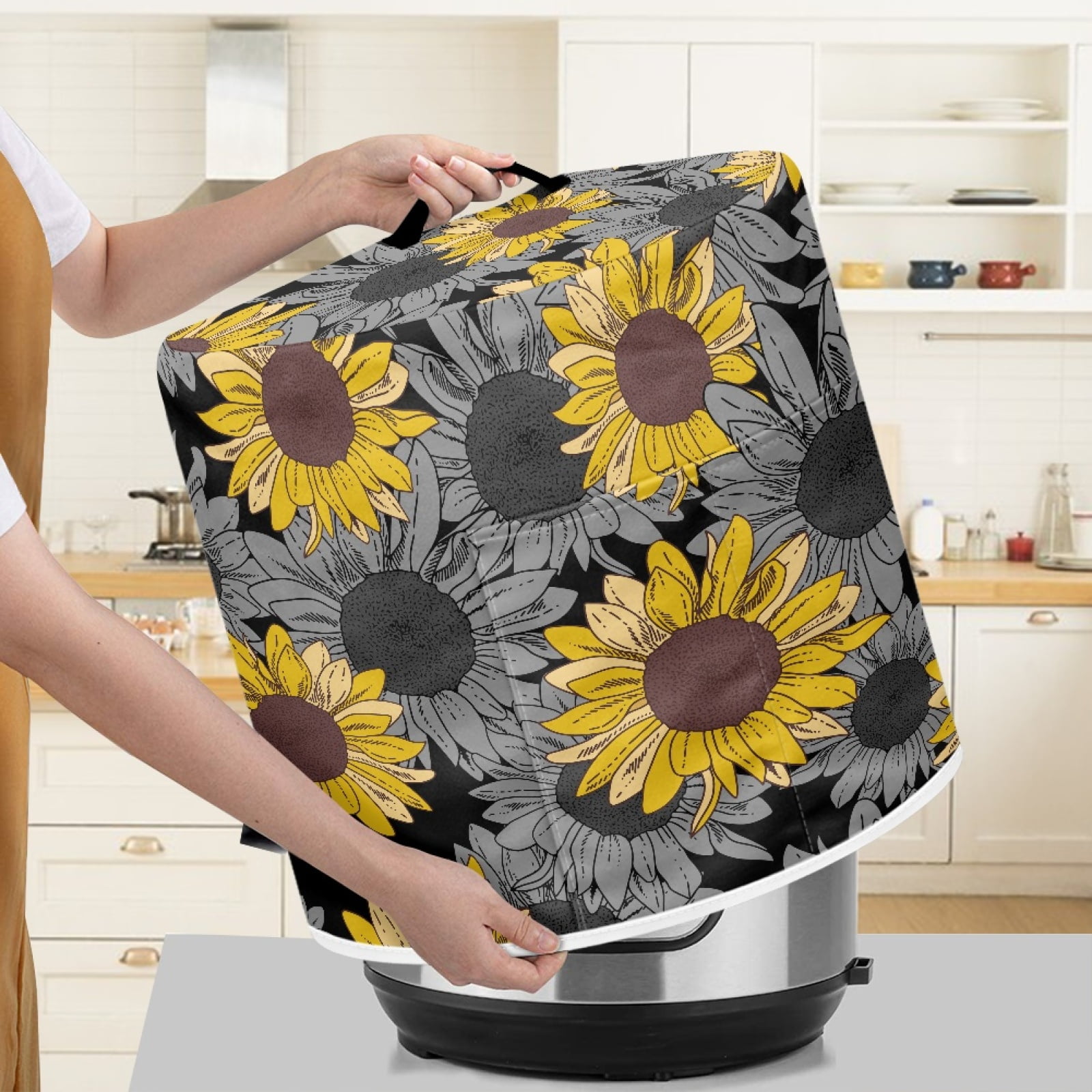 Xoenoiee Round Electric Pressure Cooker Cover Sunflower Print Kitchen ...