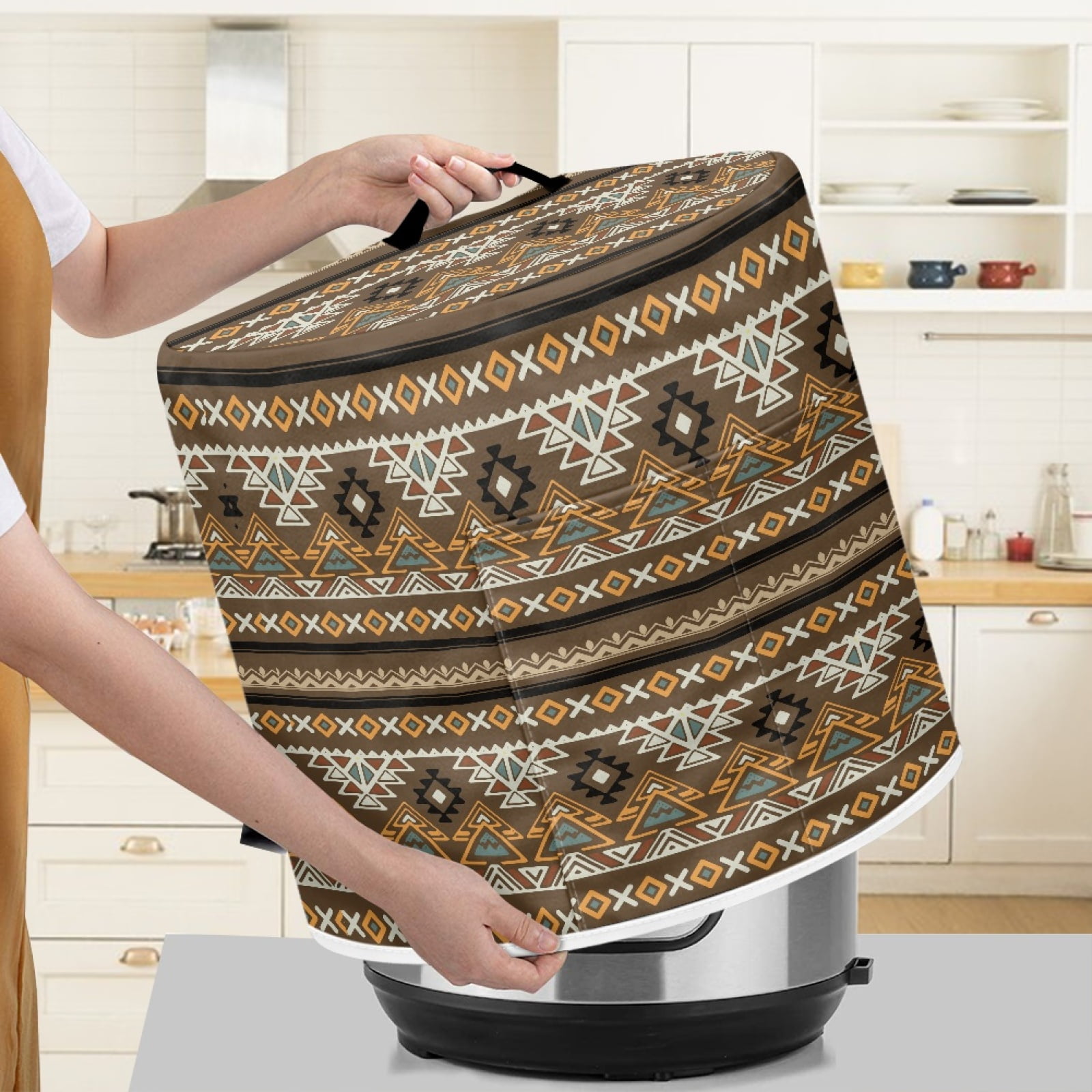 Xoenoiee Round Electric Pressure Cooker Cover Tribal Geometric Print ...