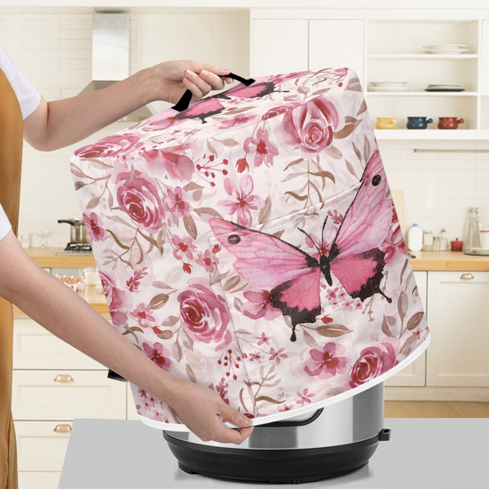 Xoenoiee Round Electric Pressure Cooker Cover Vintage Pink Floral ...