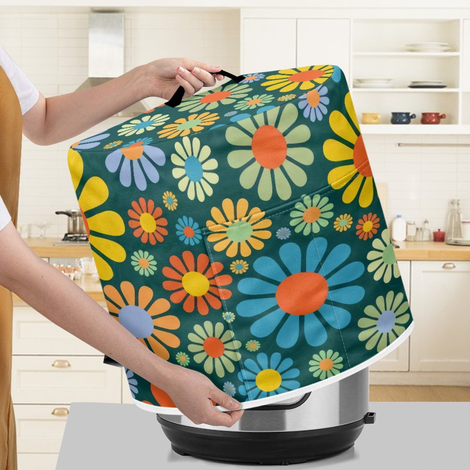 Xoenoiee Round Pressure Cooker Cover 3 qt, Hippie Flower Pattern ...