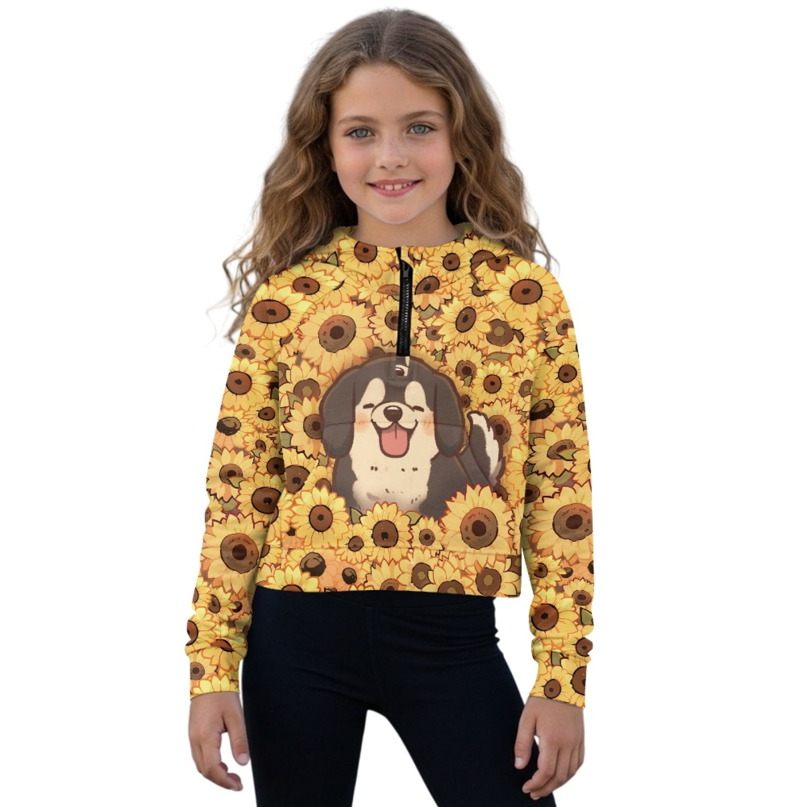 Xoenoiee Saint Bernard Puppy Sunflower Print Sweatshirt for Girls 2025 ...