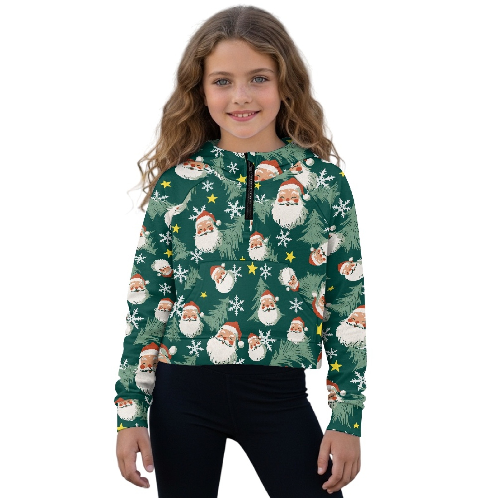 Xoenoiee Santa Claus Tree Snowflake Star Print Half Zip Sweatshirt for ...