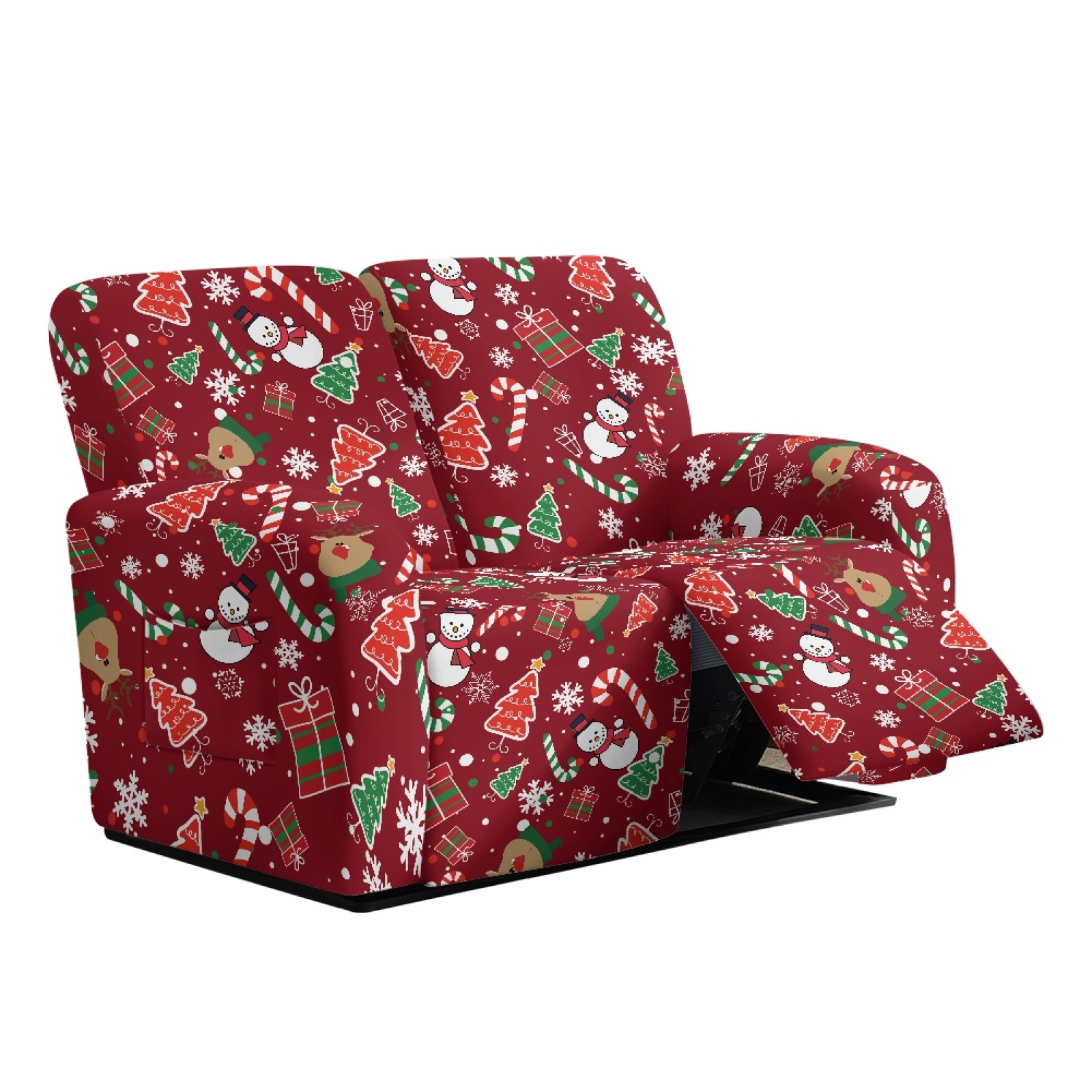 Xoenoiee Snowman Reindeer Snowflake Candy Tree Print 6 Pieces Recliner ...