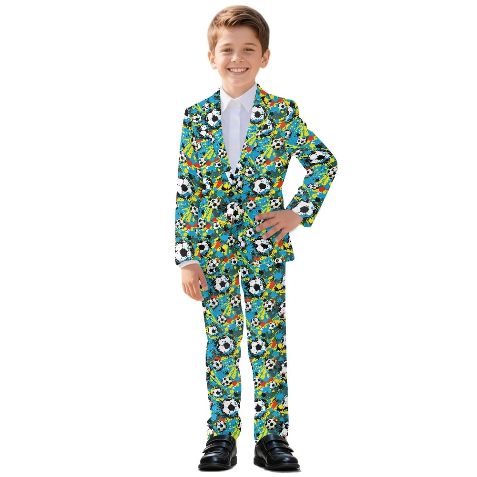 Xoenoiee Soccer Paint Splatter 1 Print Boys Suit Kids Tuxedo Suits for ...