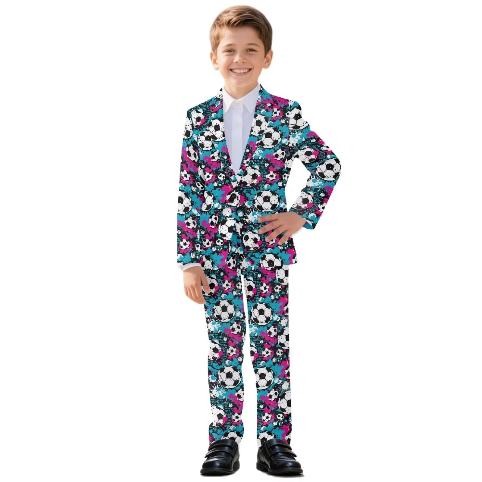 Xoenoiee Soccer Paint Splatter 2 Print Kids Suit 2 Piece Boys Tuxedo ...