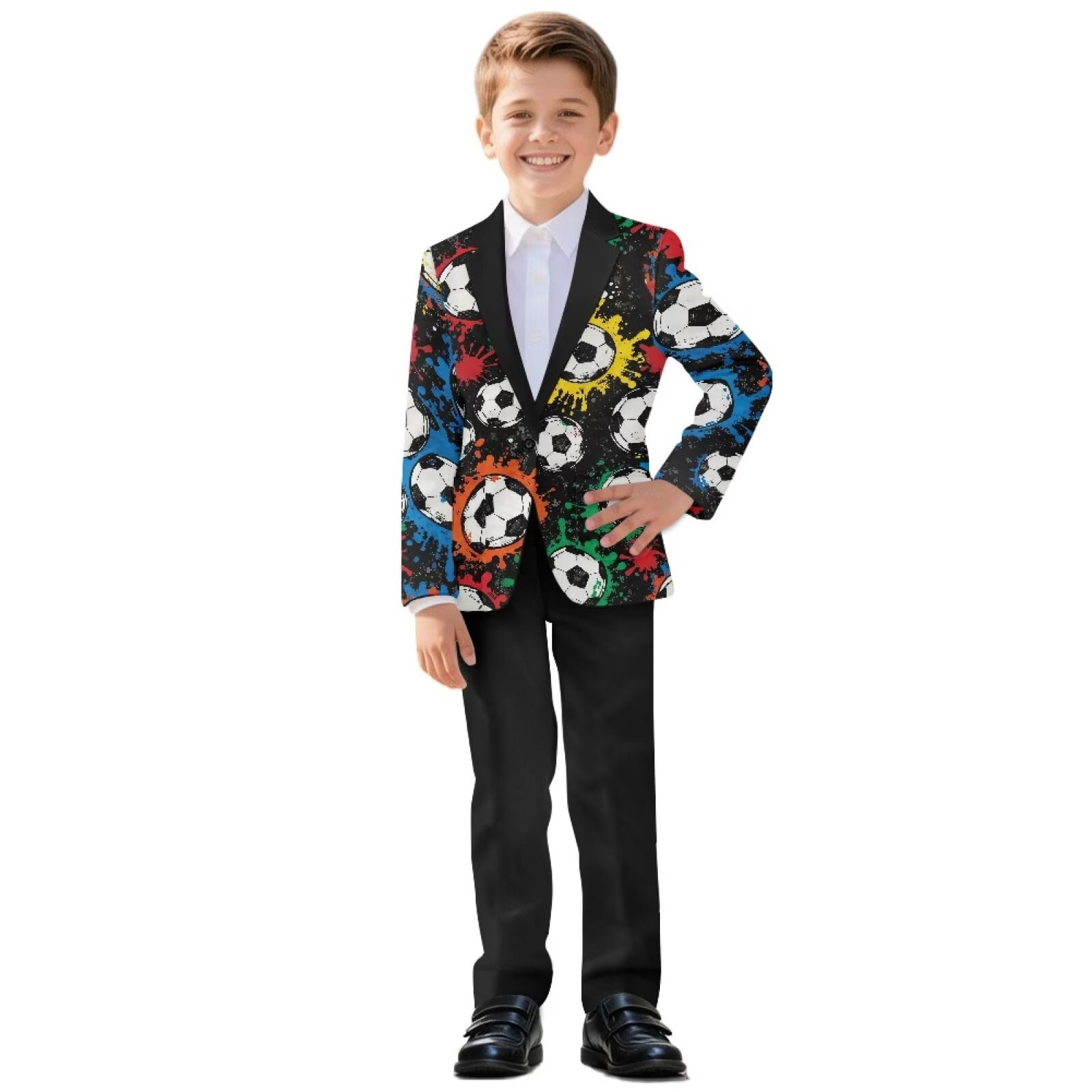 Xoenoiee Soccer Paint Splatter Print Boys Suits Slim Fit Blazer and ...