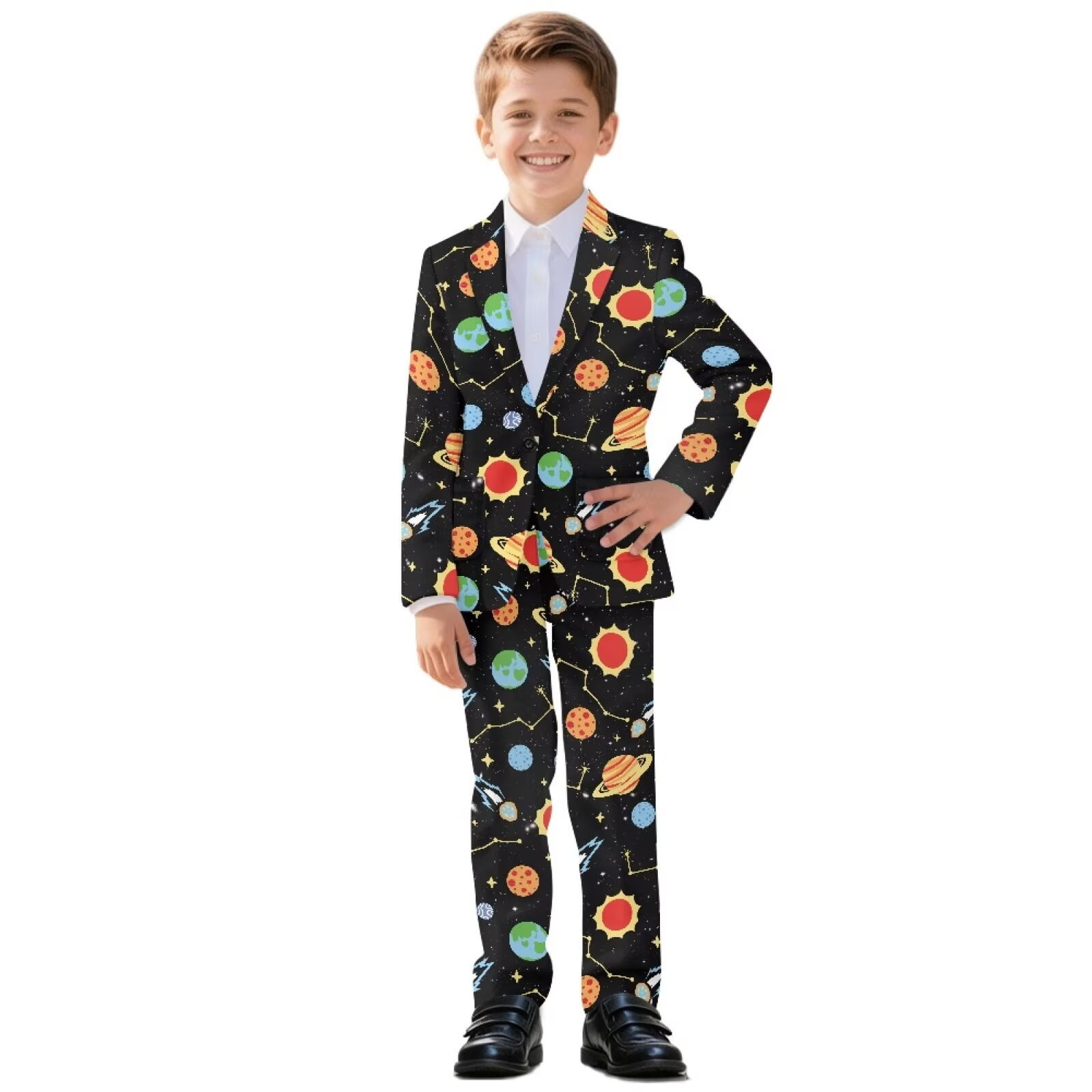 Xoenoiee Space Planet Star Constellation Print Boys Suit Kids Tuxedo ...