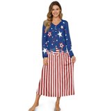 Xoenoiee Star American Flag Print Nightgowns for Women Button Down Long ...