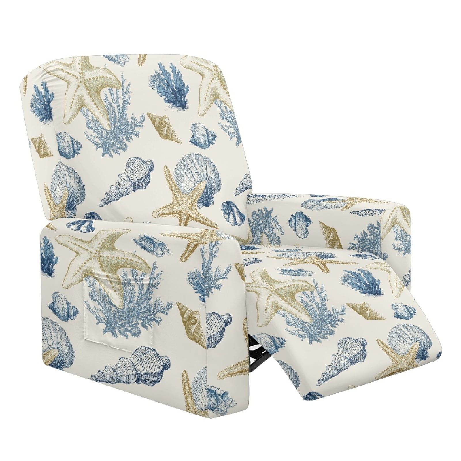 Xoenoiee Starfish Conch Coral Pattern Recliner Slipcovers with Arms 4 ...
