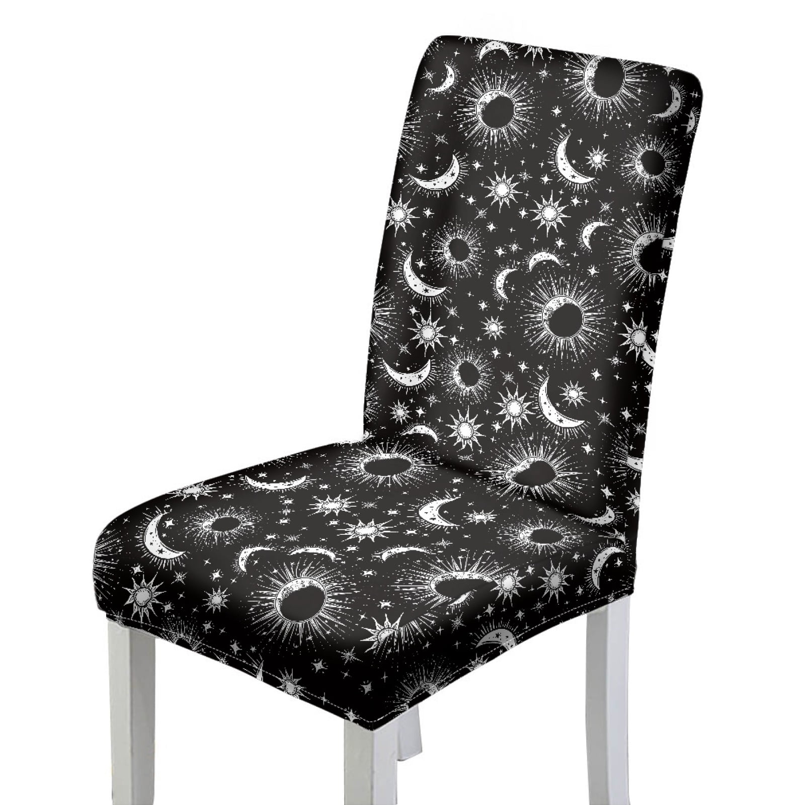 Xoenoiee Sun Moon Star Print Dining Chair Covers, Stretch Parsons ...