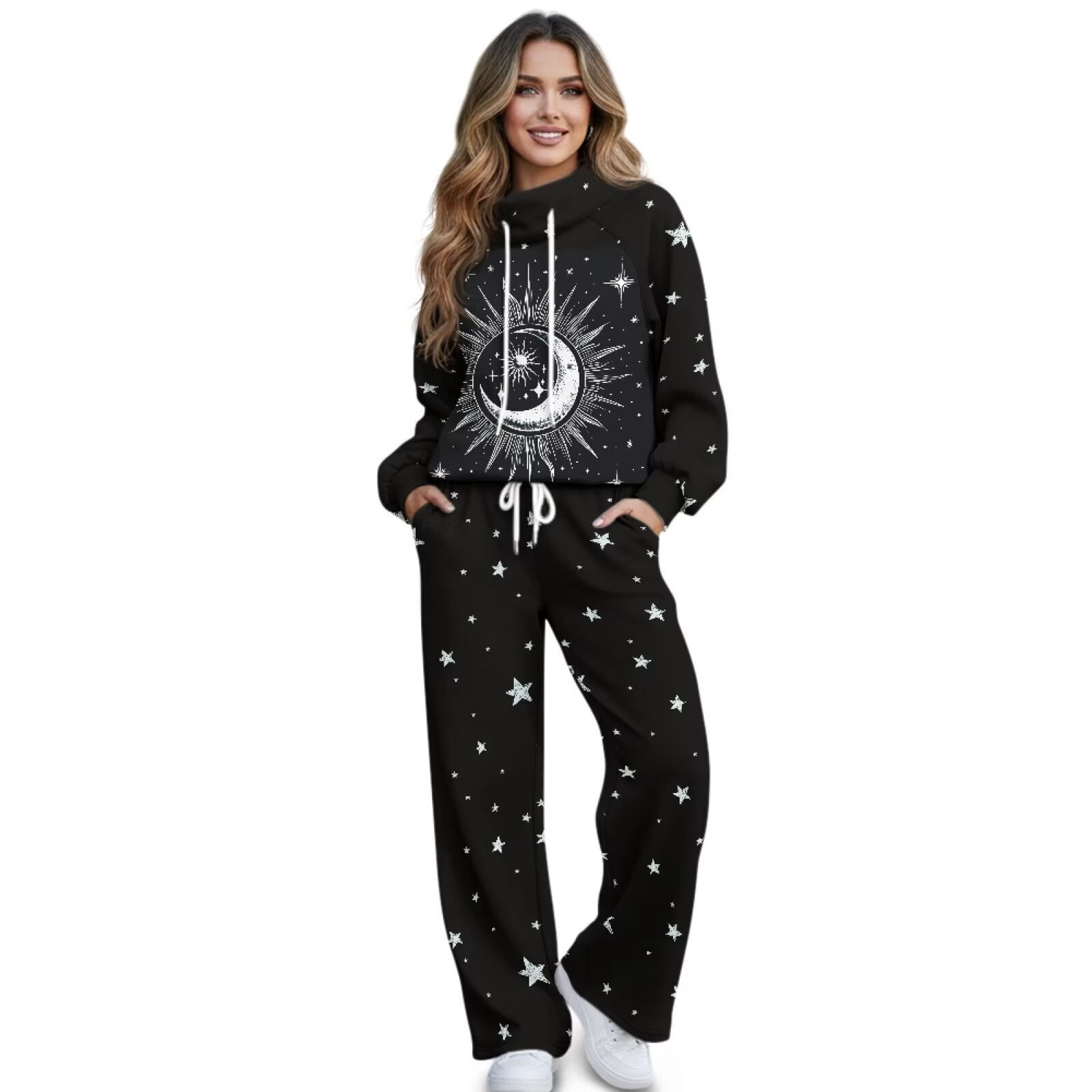 Xoenoiee Sun Moon Star Print Lounge Sets for Women 2026 Sweatsuit 2 ...