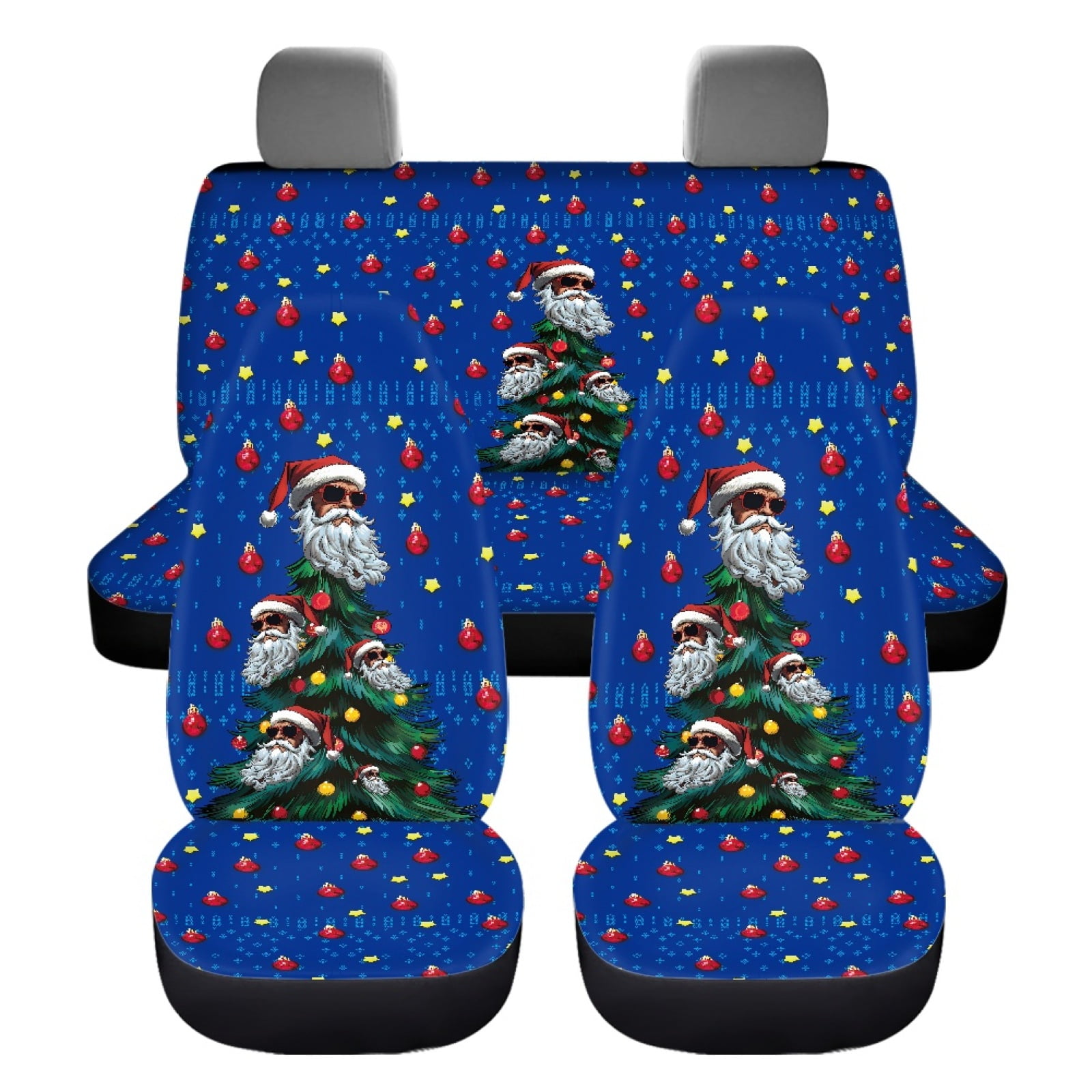 Xoenoiee Tree Santa Claus Print Car Seat Covers + Rear Backrest Cover ...