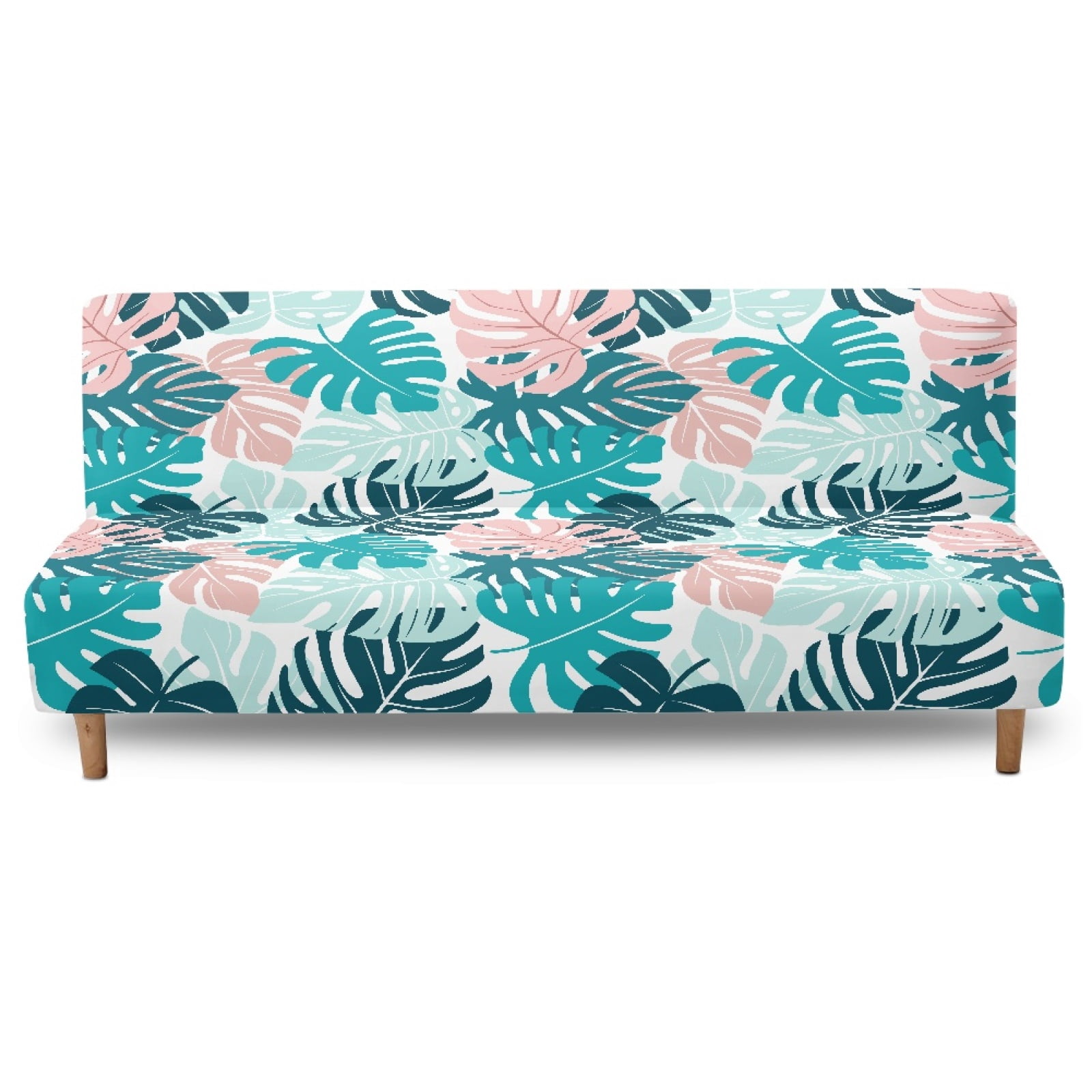 Xoenoiee Tropical Monstera Palm Leaves Print Armless Sofa Cover Futon ...