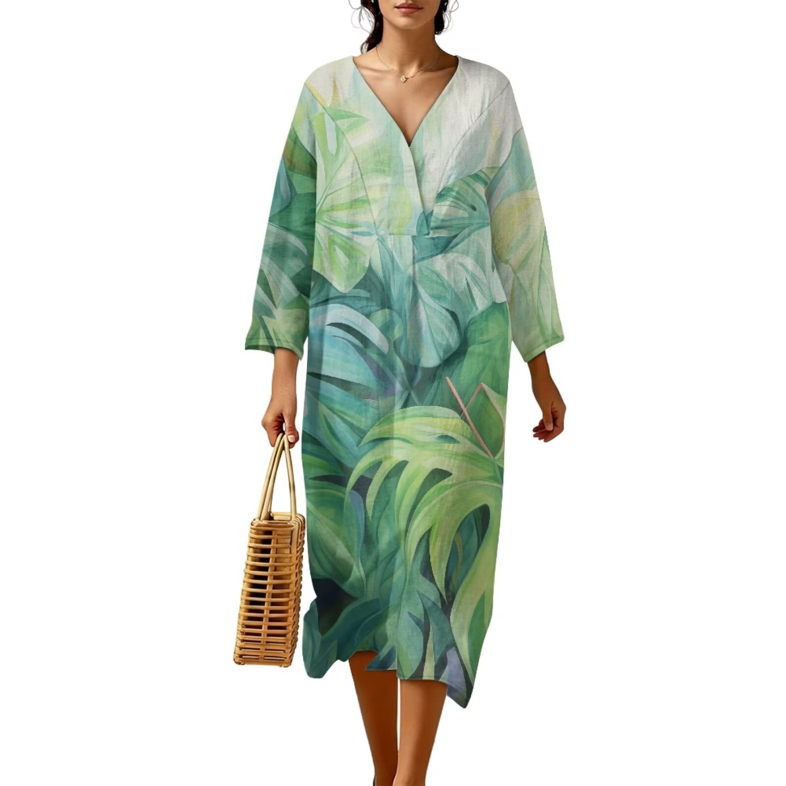Xoenoiee Tropical Monstera Palm Leaves Print Womens Summer Causal ...