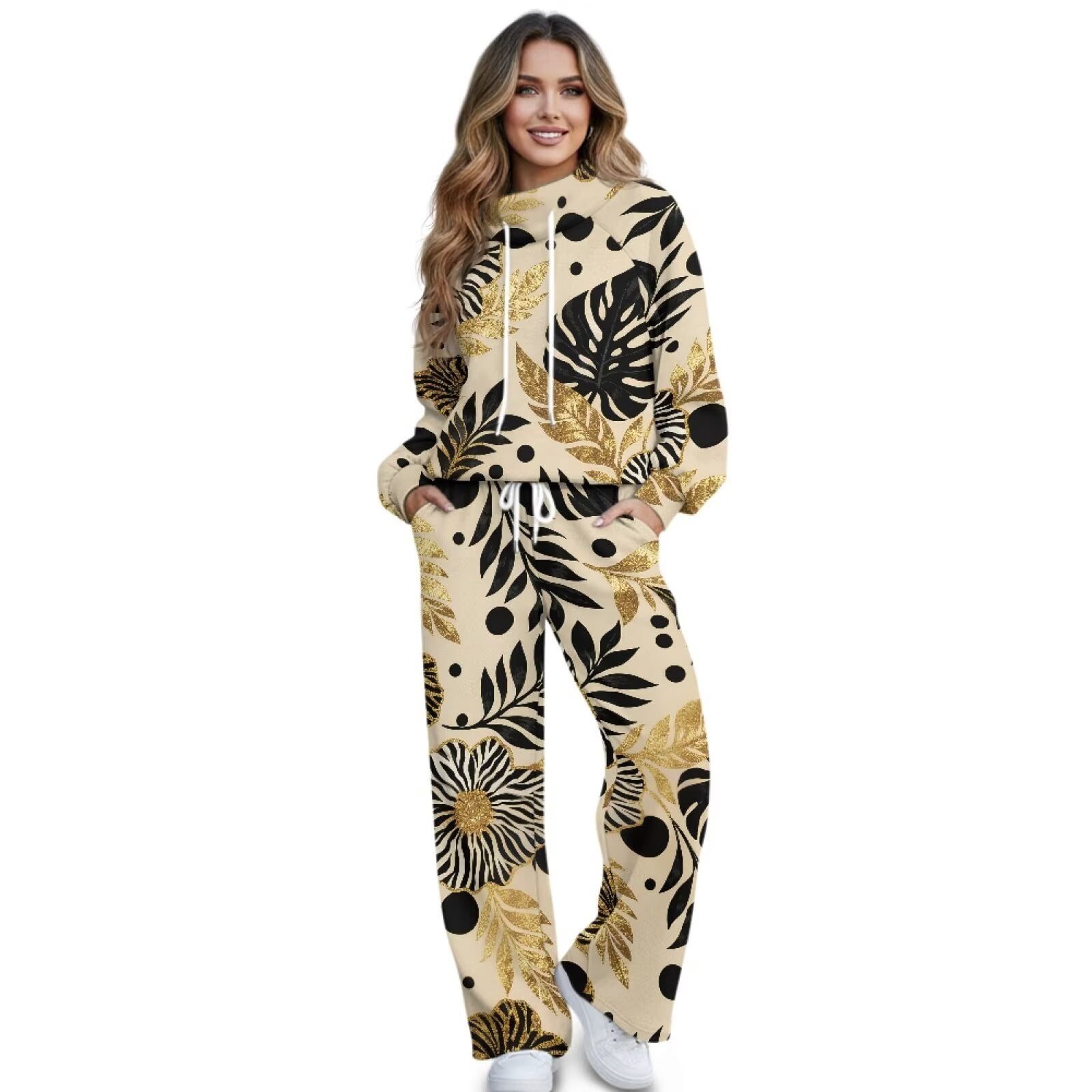 Xoenoiee Tropical Palm Leaves Flower Srtipe Print Women's 2026 Two ...