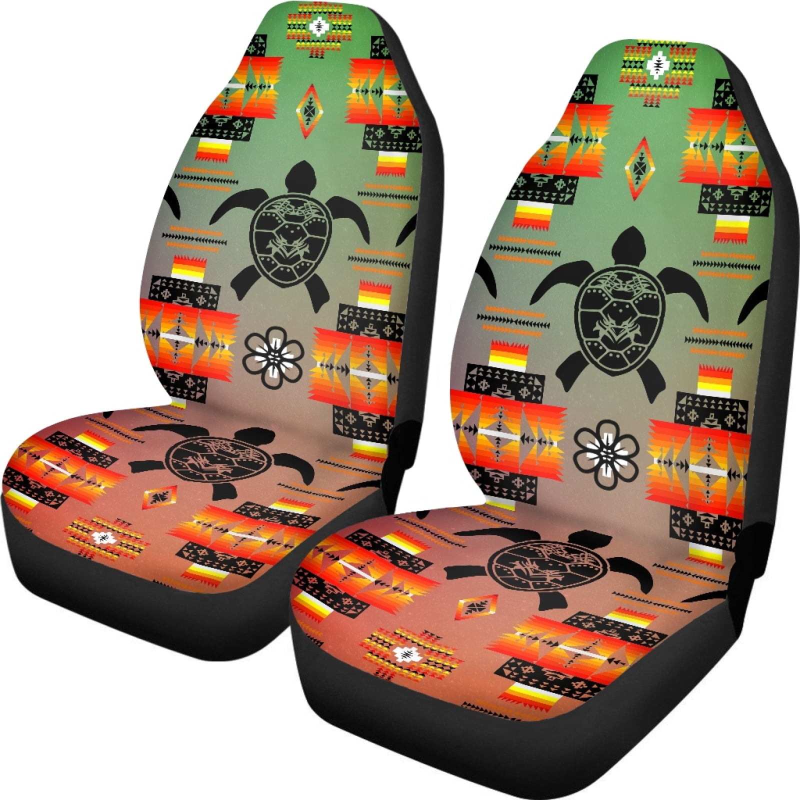 Xoenoiee Turtle Native Geometric Pattern 2 Piece Car Seat Covers Front ...