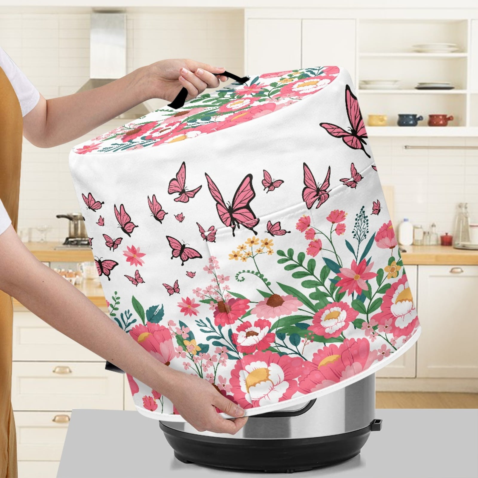 Xoenoiee Vintage Butterfly Floral Print Kitchen Appliance Dust Cover ...