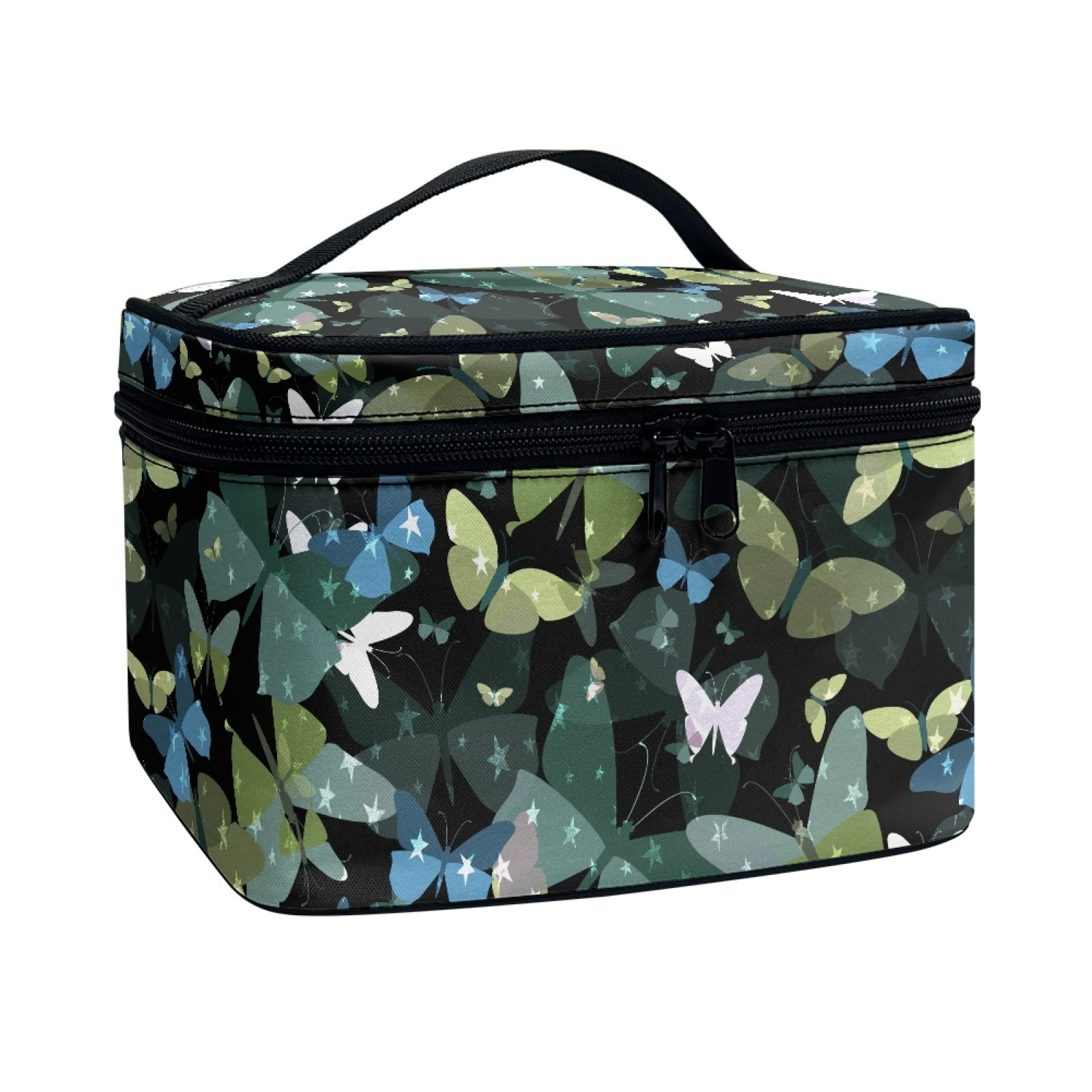 Xoenoiee Vintage Butterfly Star Print Womens Makeup Bags With Top