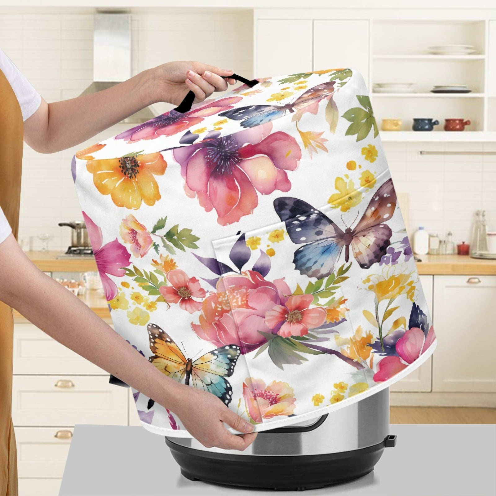 Xoenoiee Vintage Floral Butterfly Pattern Pressure Cooker Cover for 6 ...