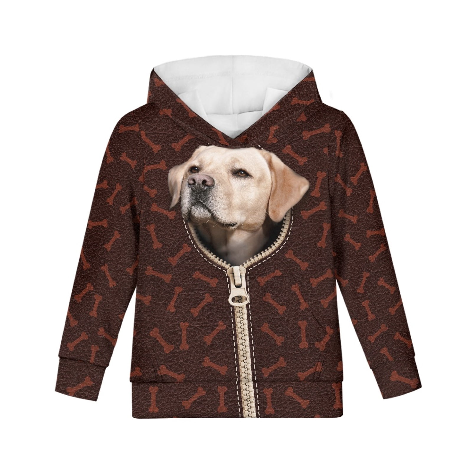 Xoenoiee Vintage Labrador Dog Bone Pattern Hooded Sweater for Kids ...