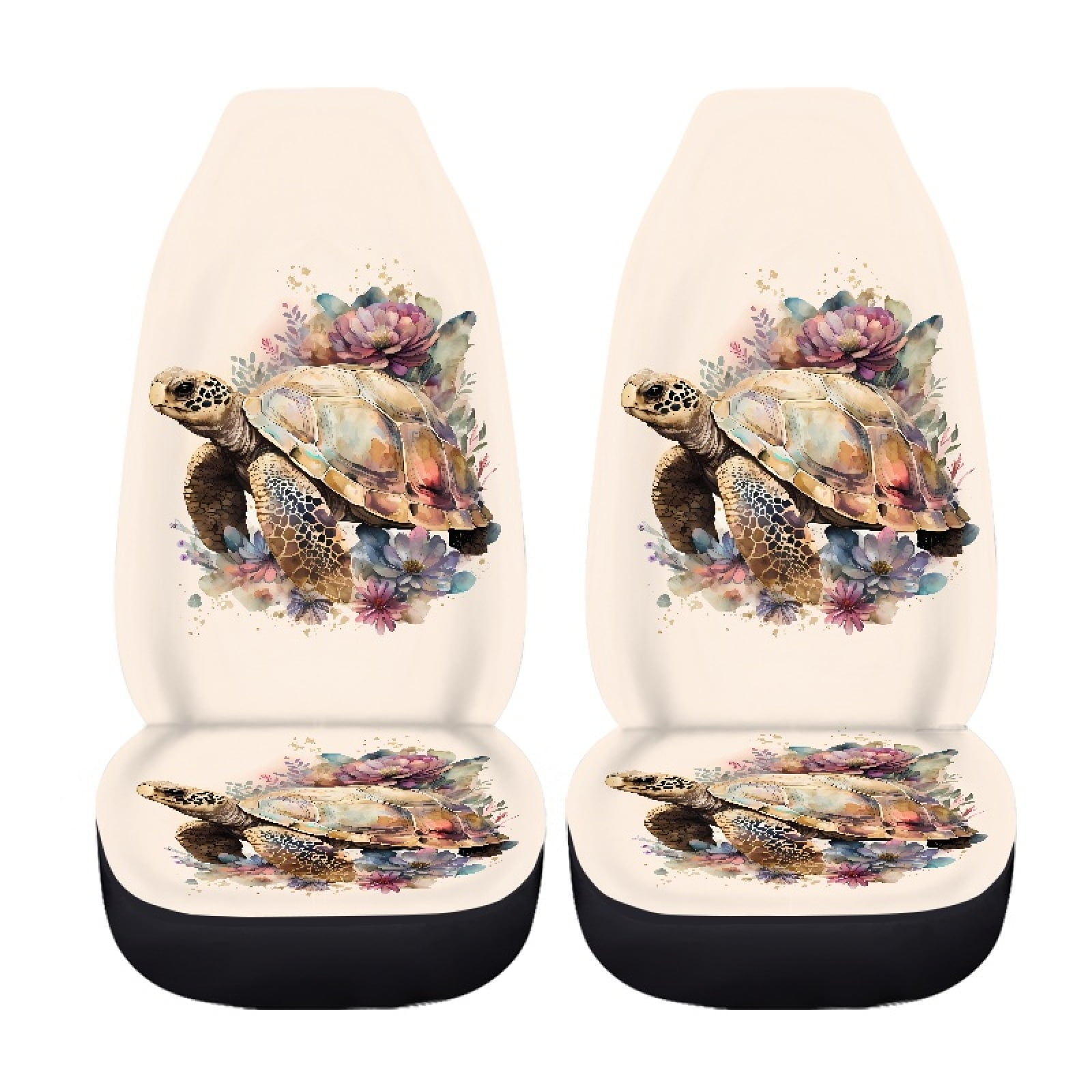 Xoenoiee Watercolor Turtle Floral Print Car Seat Cover Set of 2 High ...