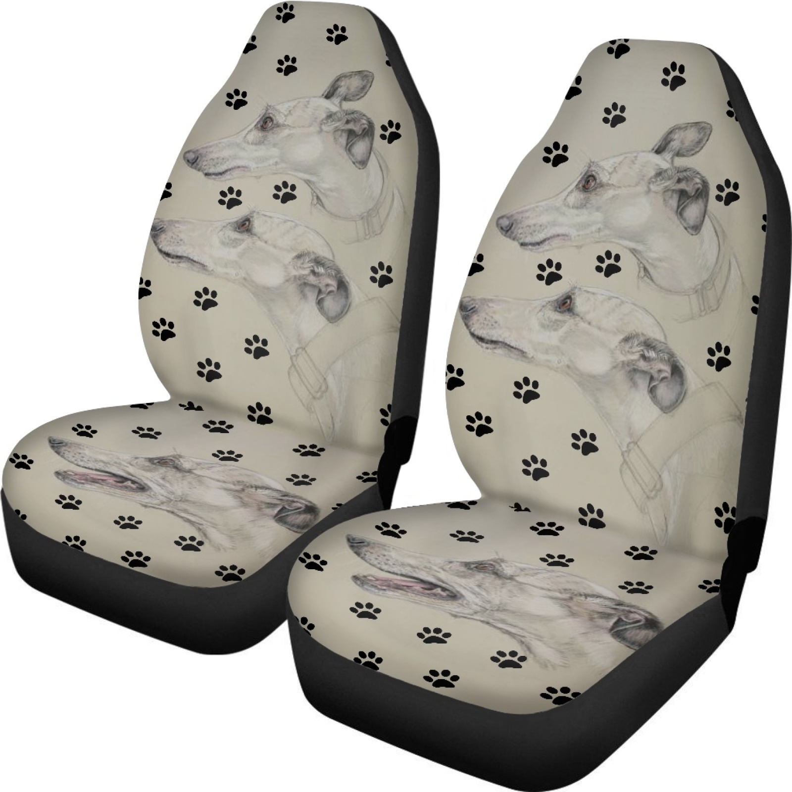 Xoenoiee Whippet Dog Paws Print Car Seat Cover, Set of 2 Auto Interior ...