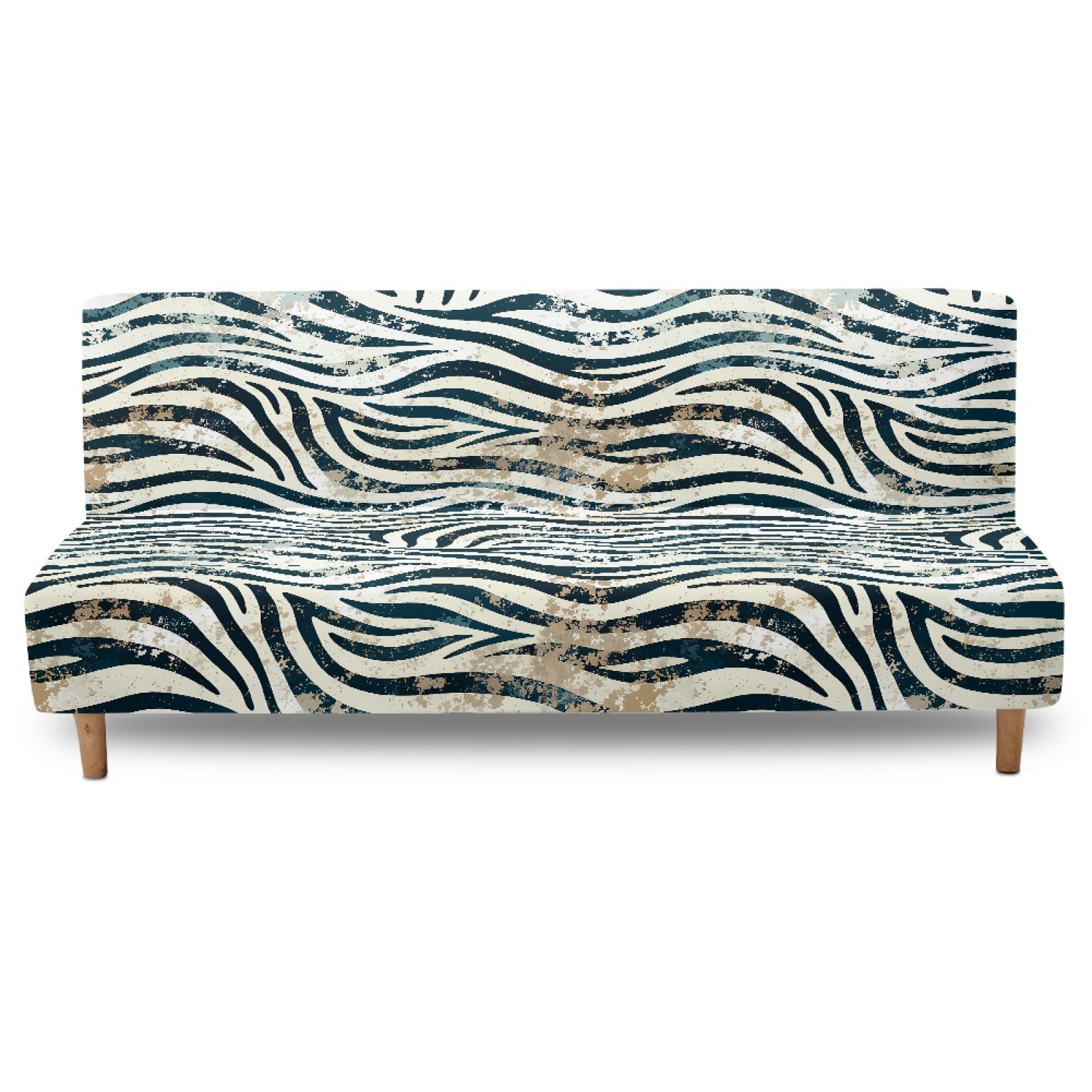 Xoenoiee Zebra Stripe Paint Splatter Pattern Armless Sofa Bed Cover ...