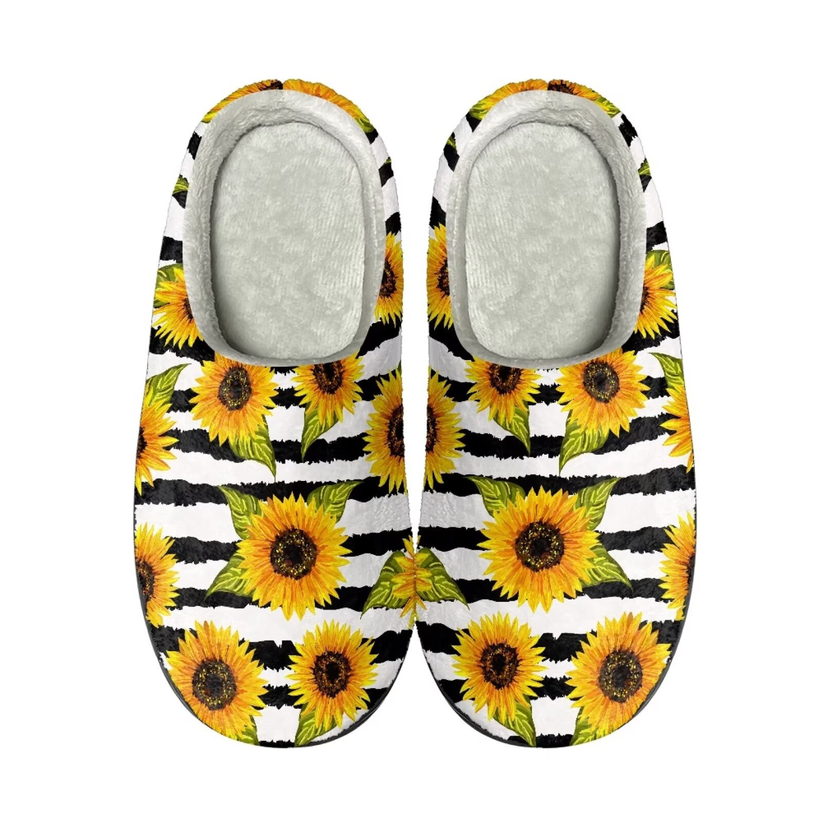 Xoenoiee Zebra Sunflower Print Cosy Slippers for Winter Warm Slippers ...
