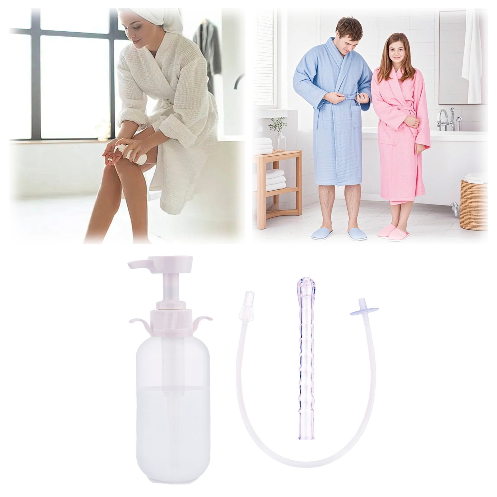 Xoeog Feminine Hygiene Douche Kit with Backflow Prevention - Reusable Silicone Nozzle, 300ml ...