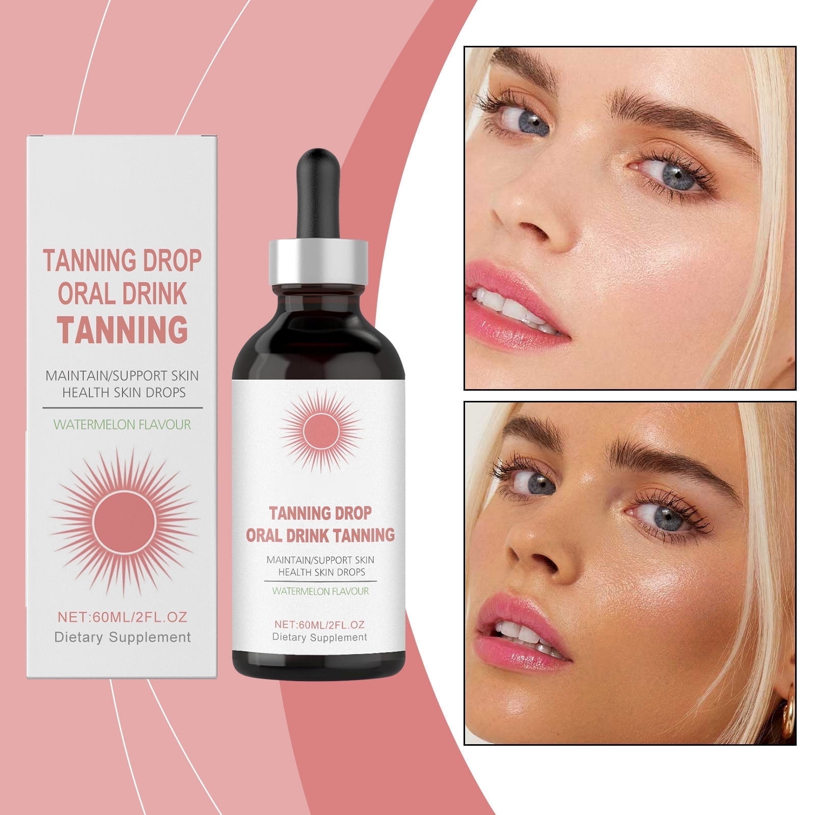 Bio lonic Oral Sunless Tanning Drops Natural Watermelon Flavor Tanning ...